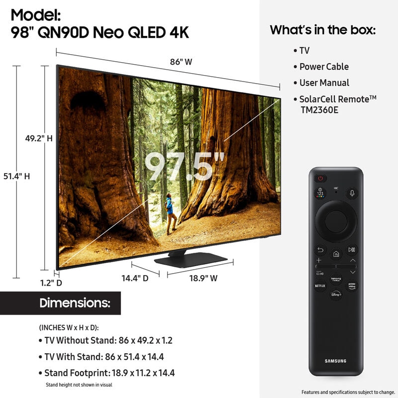 Samsung - 98"Class QN90D Series Neo QLED 4K UHD Smart Tizen TV | P.C. Richard & Son