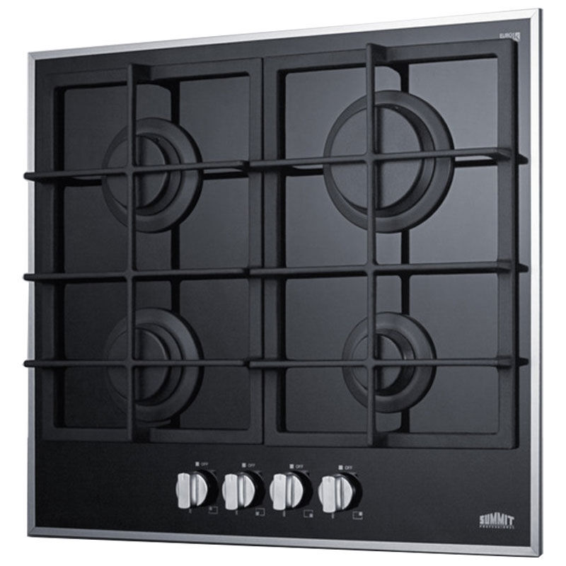 Summit 24 in. Natural Gas Cooktop with 4 Sealed Burners - Black | P.C ...