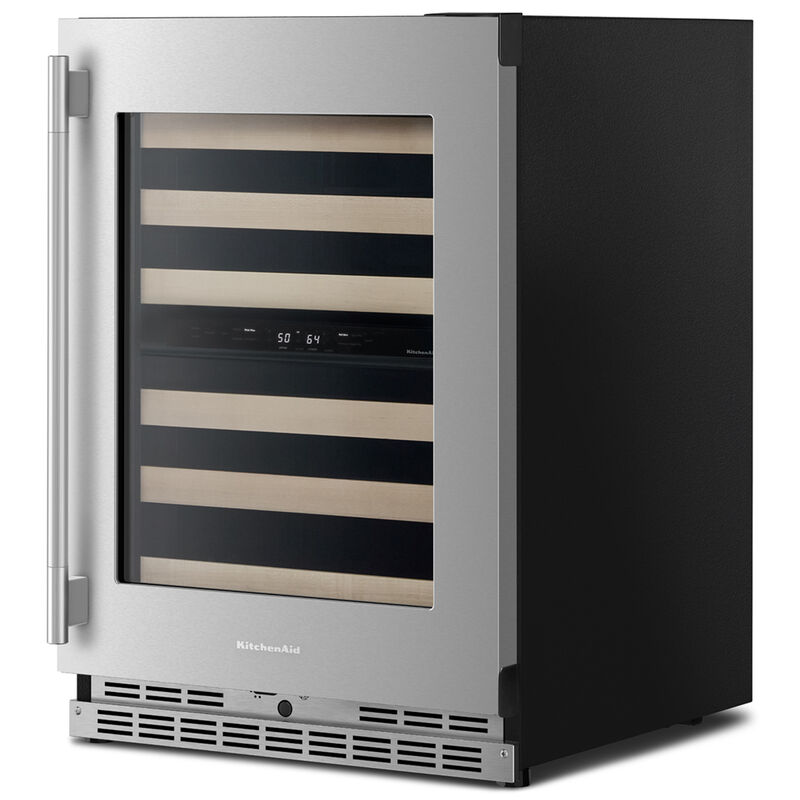 KitchenAid 24 in. Undercounter Right Hinged Wine Cooler with Wood Racks ...