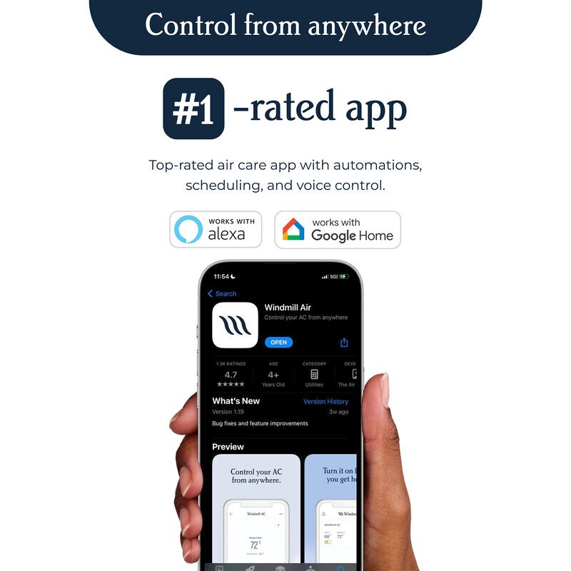 Windmill 6,000 BTU Smart Window Air Conditioner with 3 Fan Speeds ...