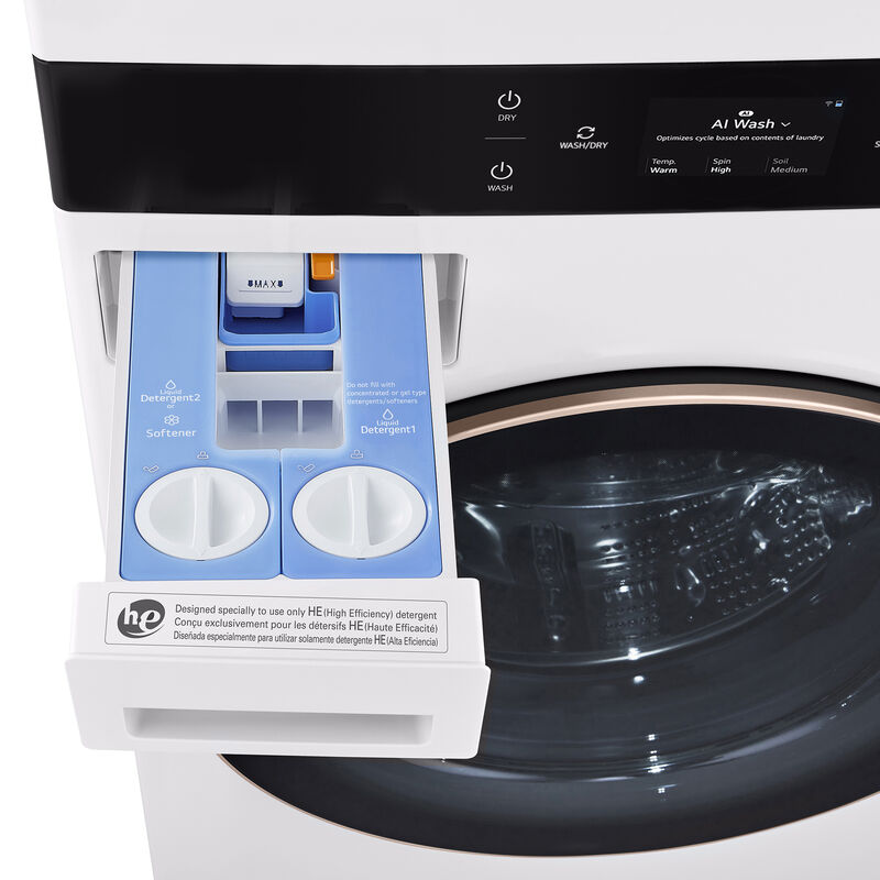 LG 27 in. 5.0 cu. ft. Smart Electric Front Load WashTower with AI ...