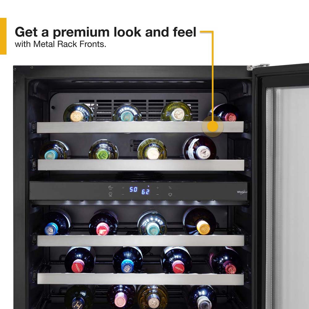 Whirlpool 24 in. Undercounter Wine Cooler with Metal Racks, Dual ...