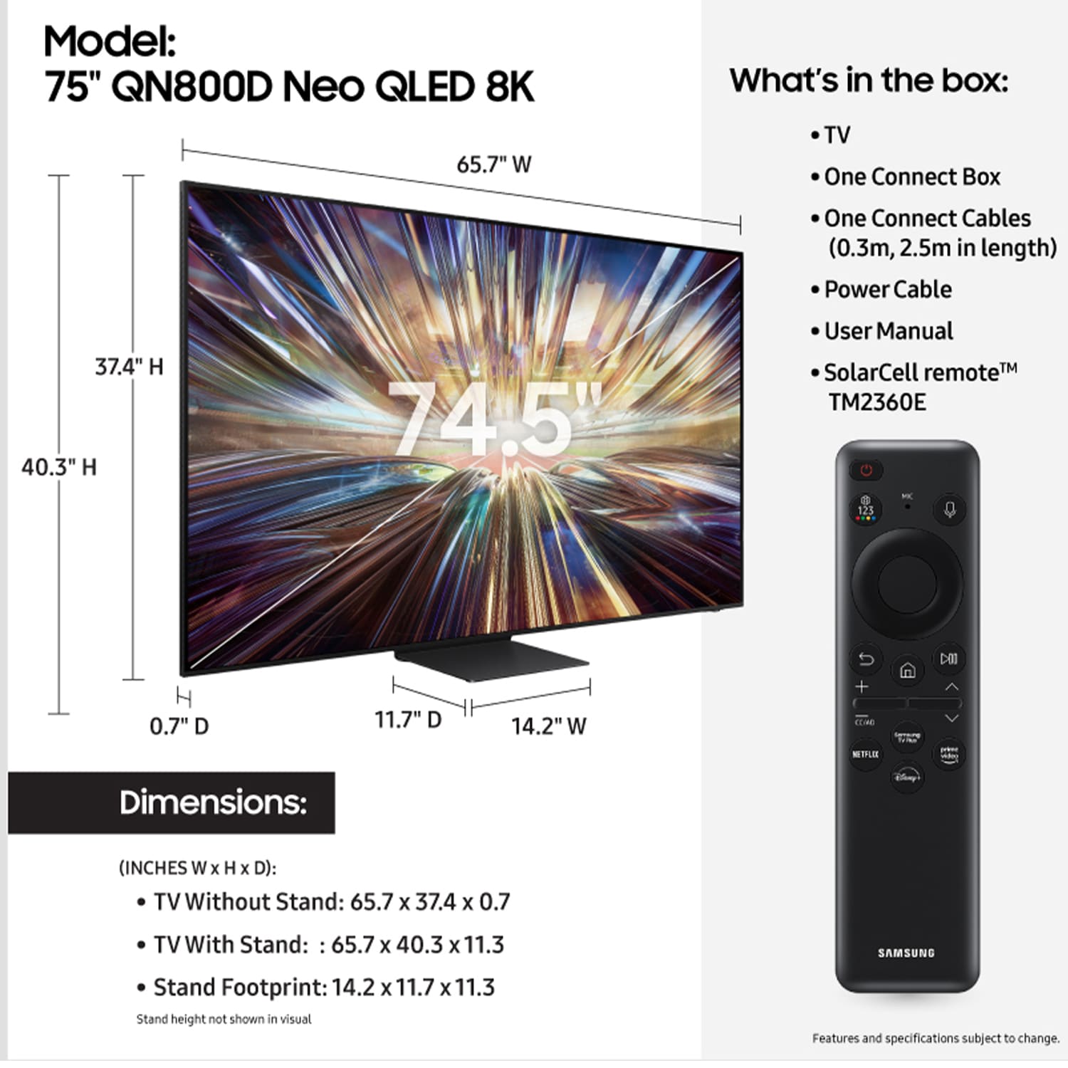 Samsung - 75" Class QN800D Series Neo QLED 8K UHD Smart Tizen TV | P.C ...