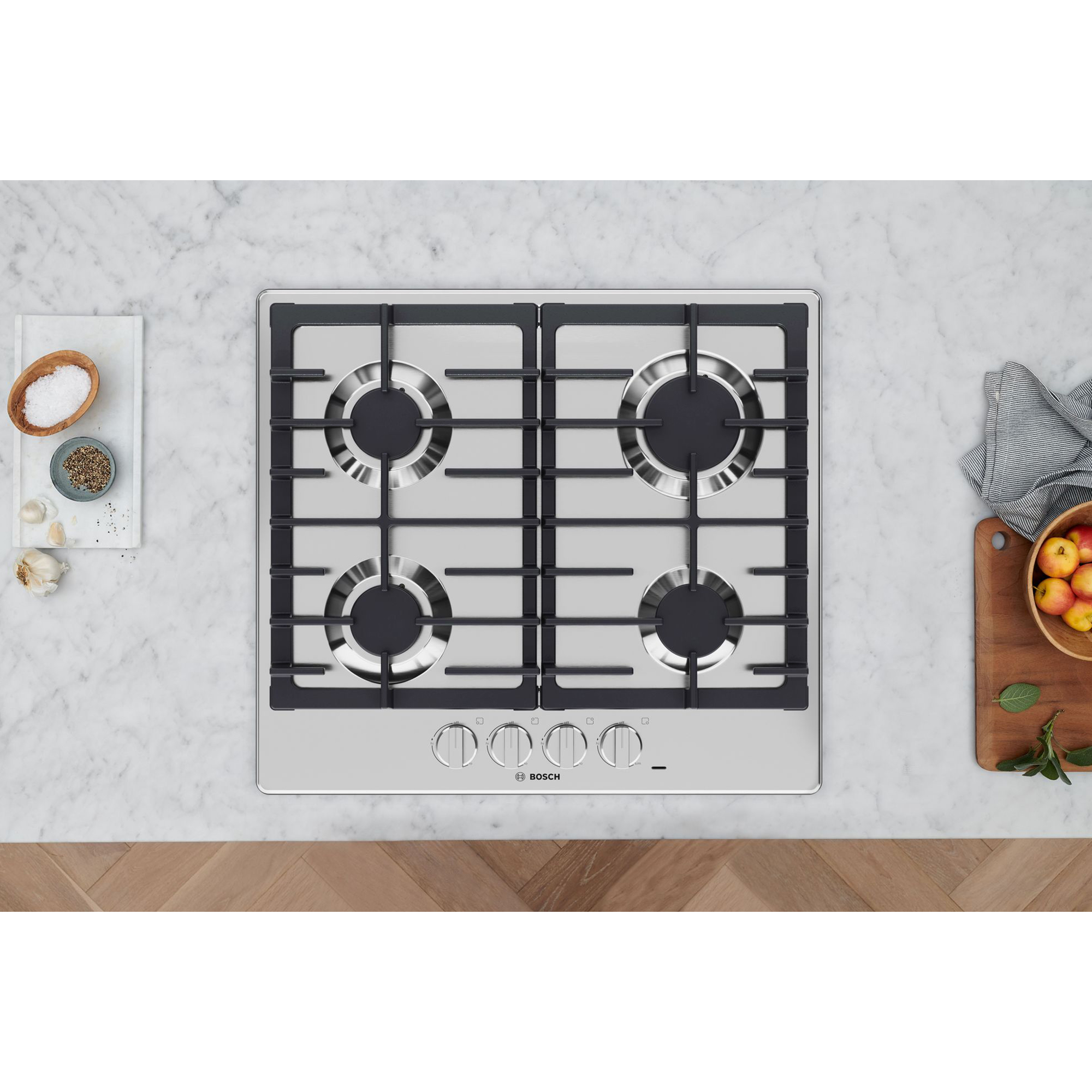 Bosch 500 Series 24 in. 4-Burner Natural Gas Cooktop with Simmer Burner ...