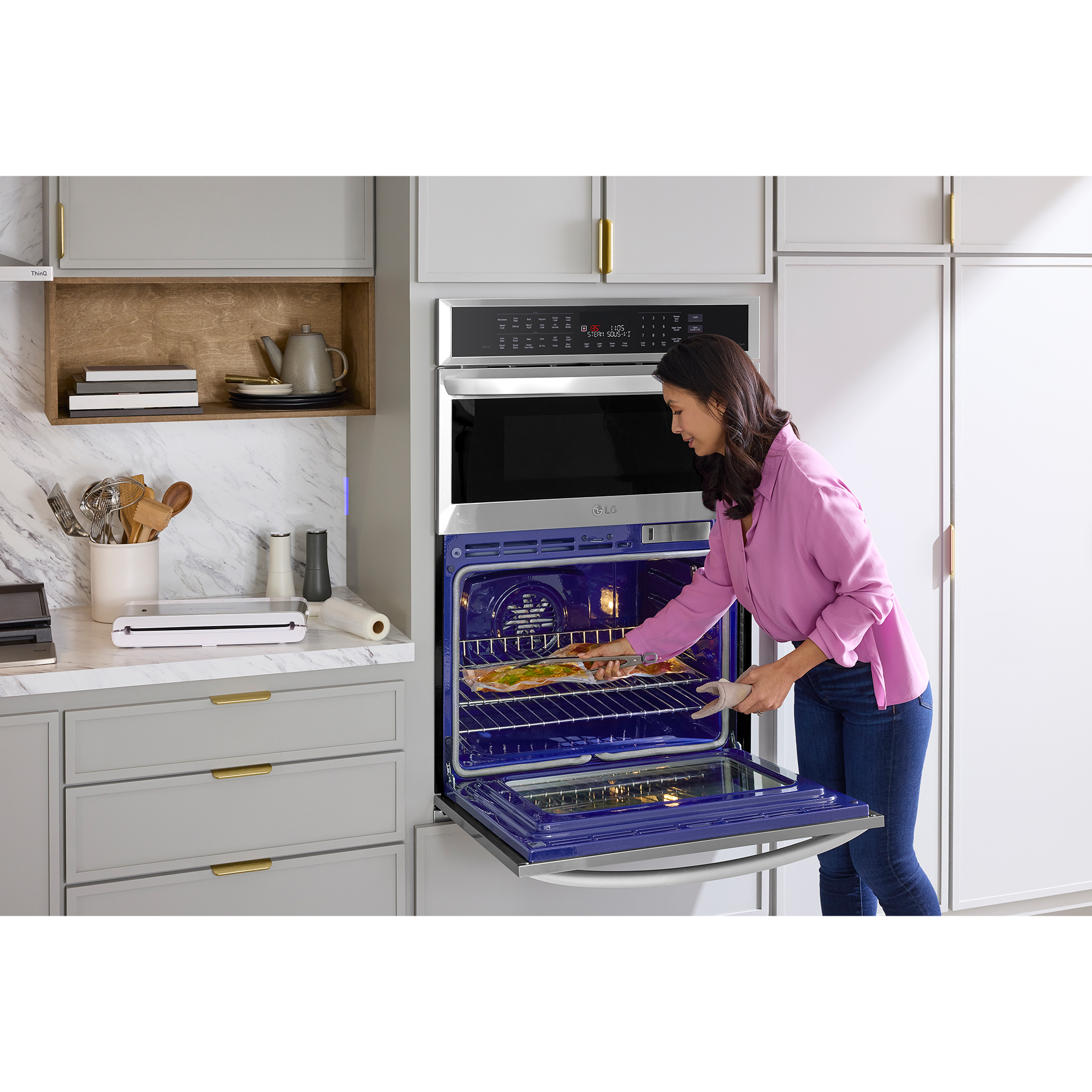 LG 30 in. 6.4 cu. ft. Smart Speed/ Steam Electric Microwave/Wall Oven ...