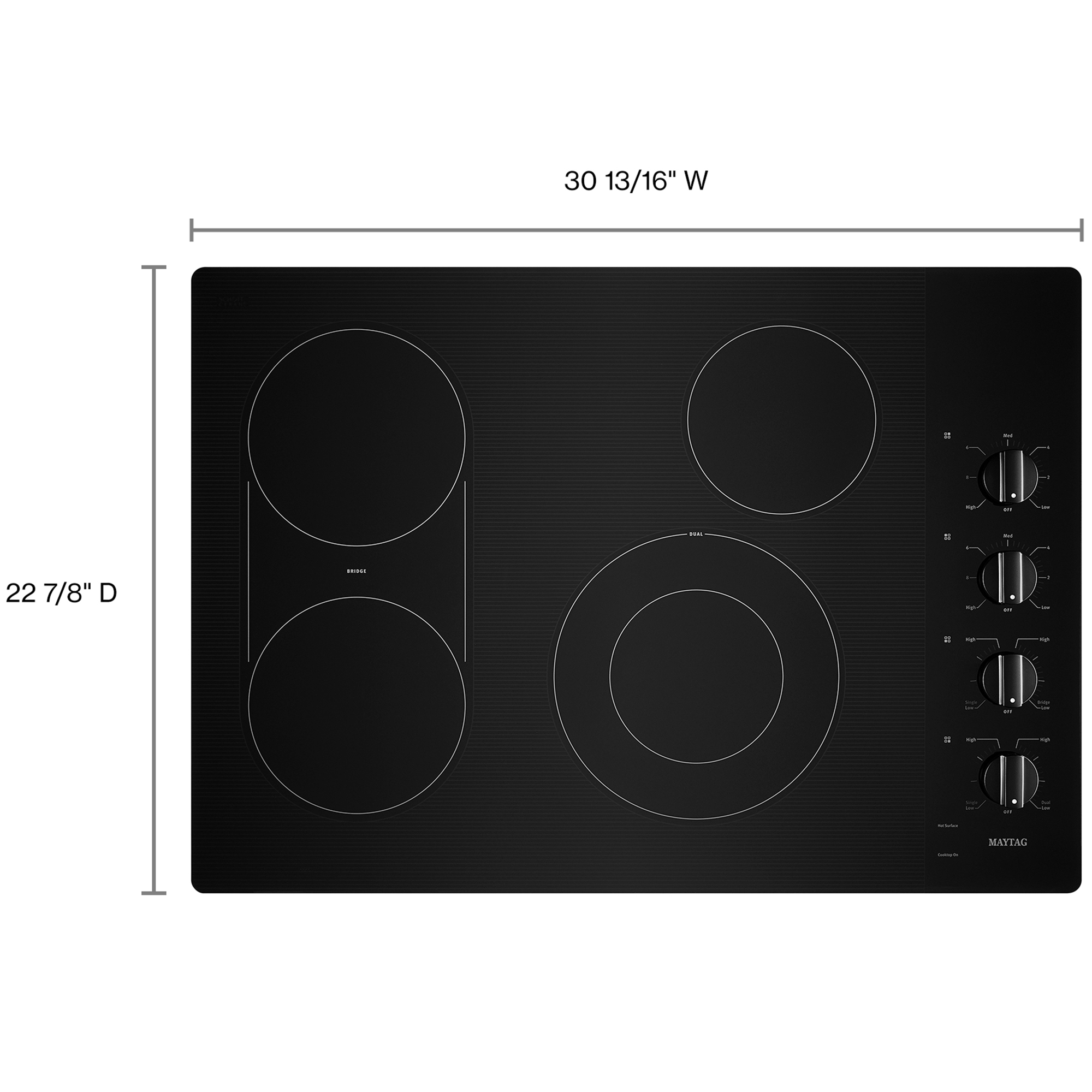 Maytag 30 in. 4-Burner Electric Cooktop with Power Burner, Reversible ...
