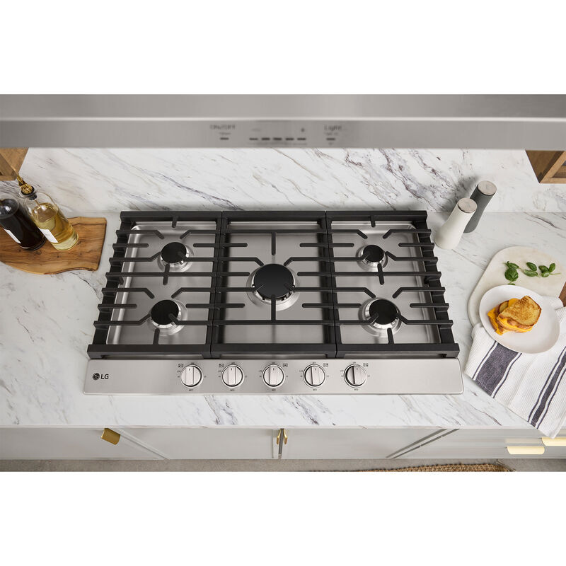 LG 36 in. 5-Burner Natural Gas Cooktop with Simmer Burner & Power ...