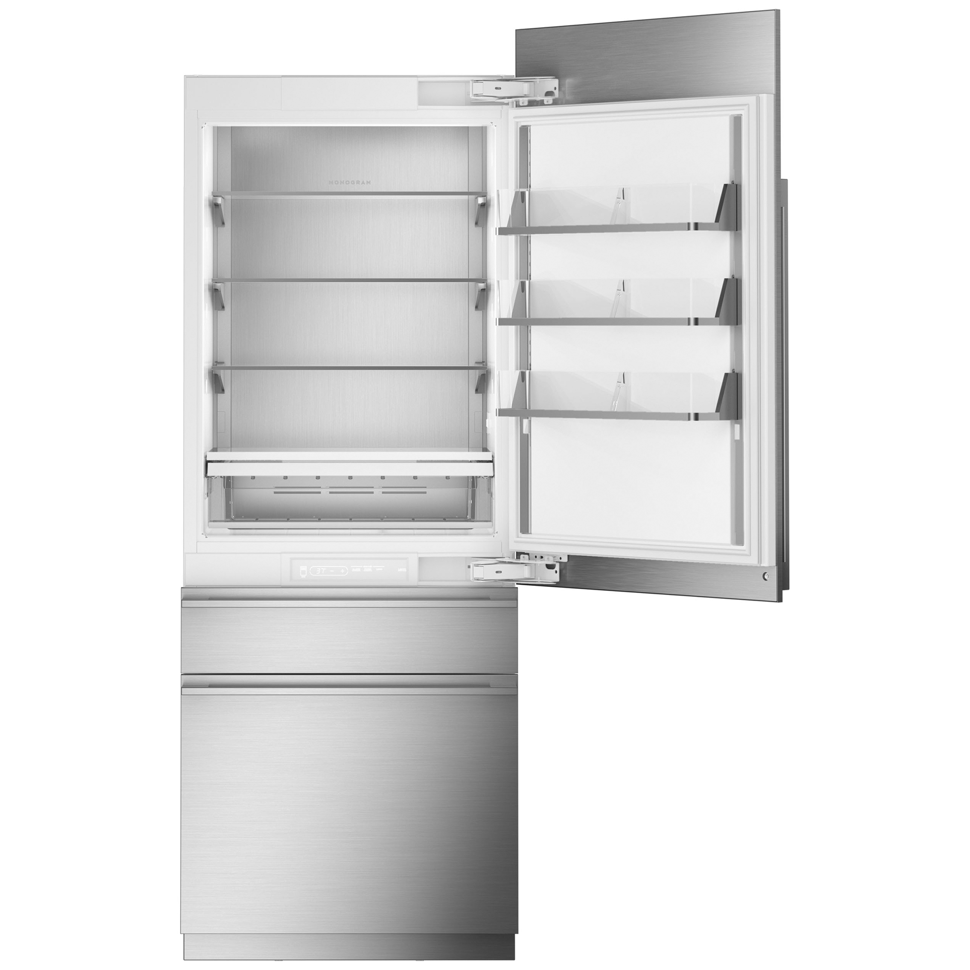 Monogram 30 in. 14.5 cu. ft. Built-In Counter Depth Bottom Freezer ...