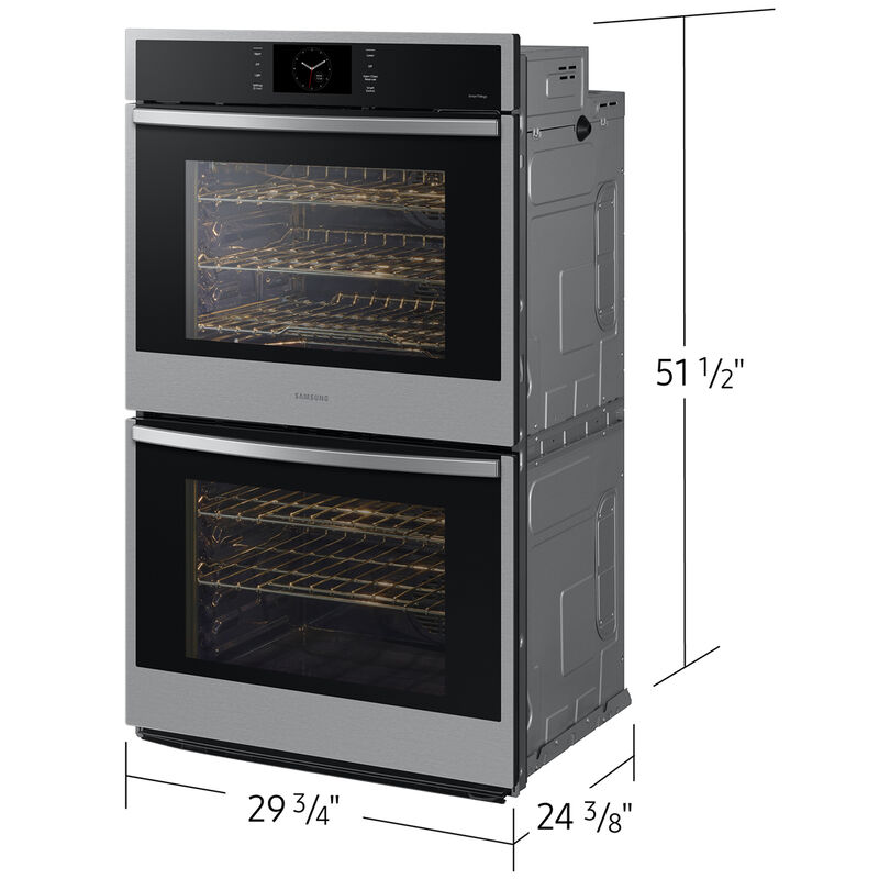 Samsung 30 in. 10.2 cu. ft. Smart Top Control SteamElectric Double Wall ...