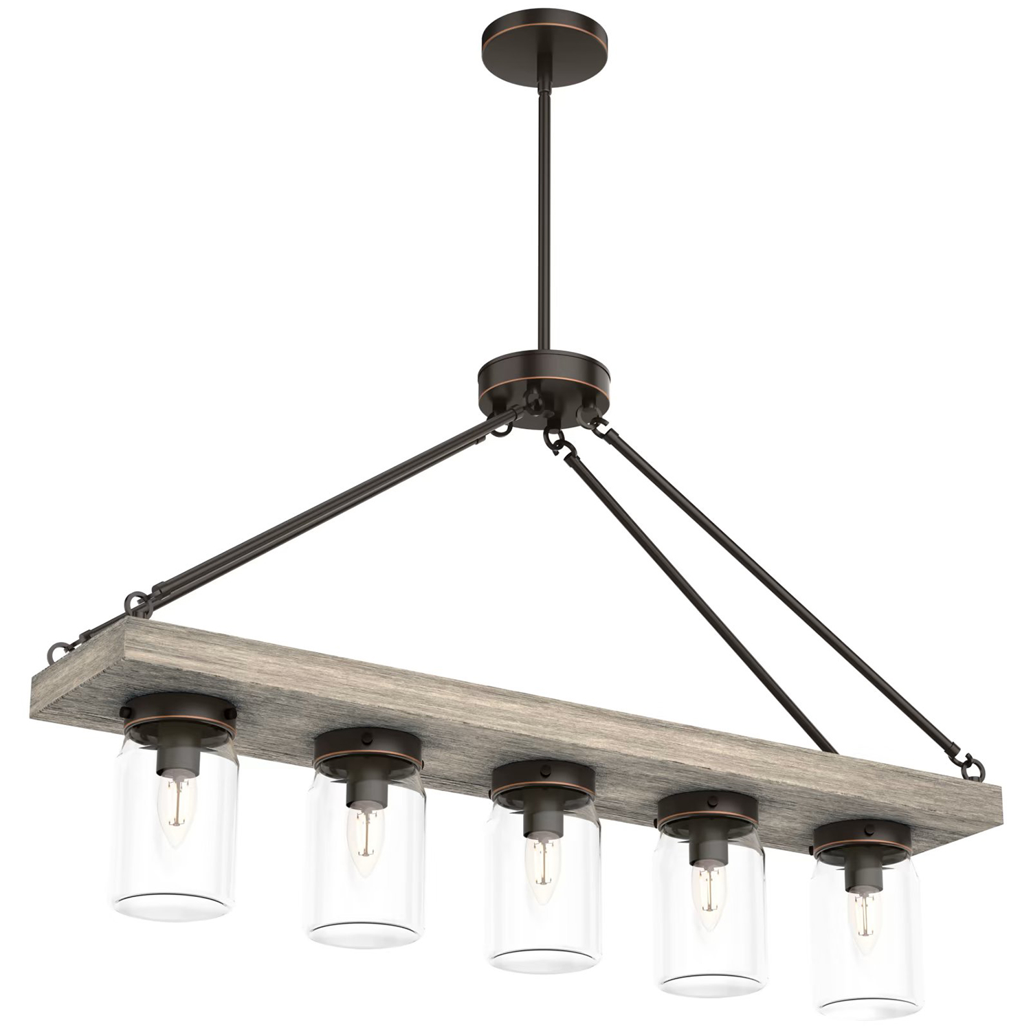 Hunter Devon Park 8 in. 5-Light Linear Chandelier with Clear Glass ...