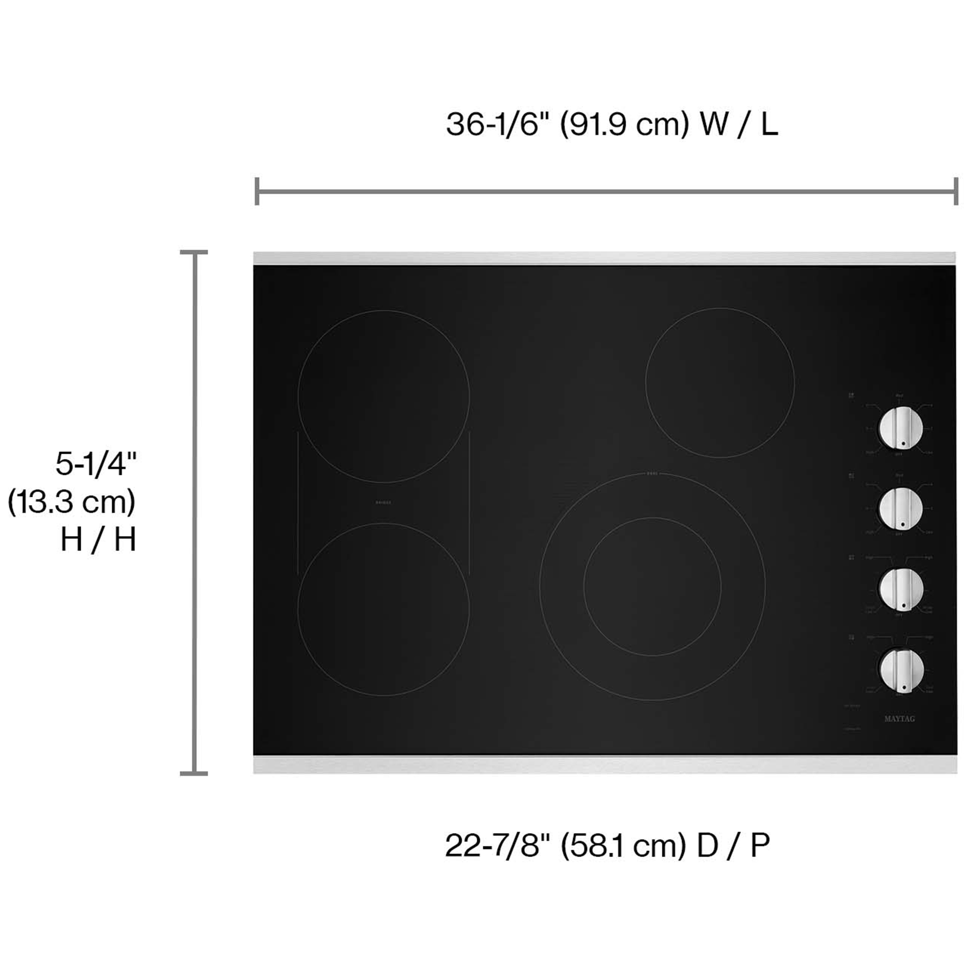 Maytag 36 in. 5-Burner Electric Cooktop with Power Burner, Reversible ...