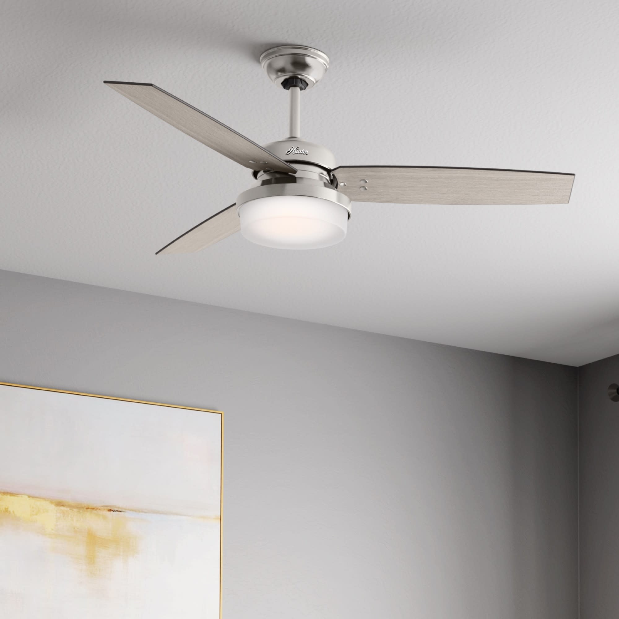 Hunter Sentinel 52 in. Ceiling Fan with LED Light Kit and Handheld ...