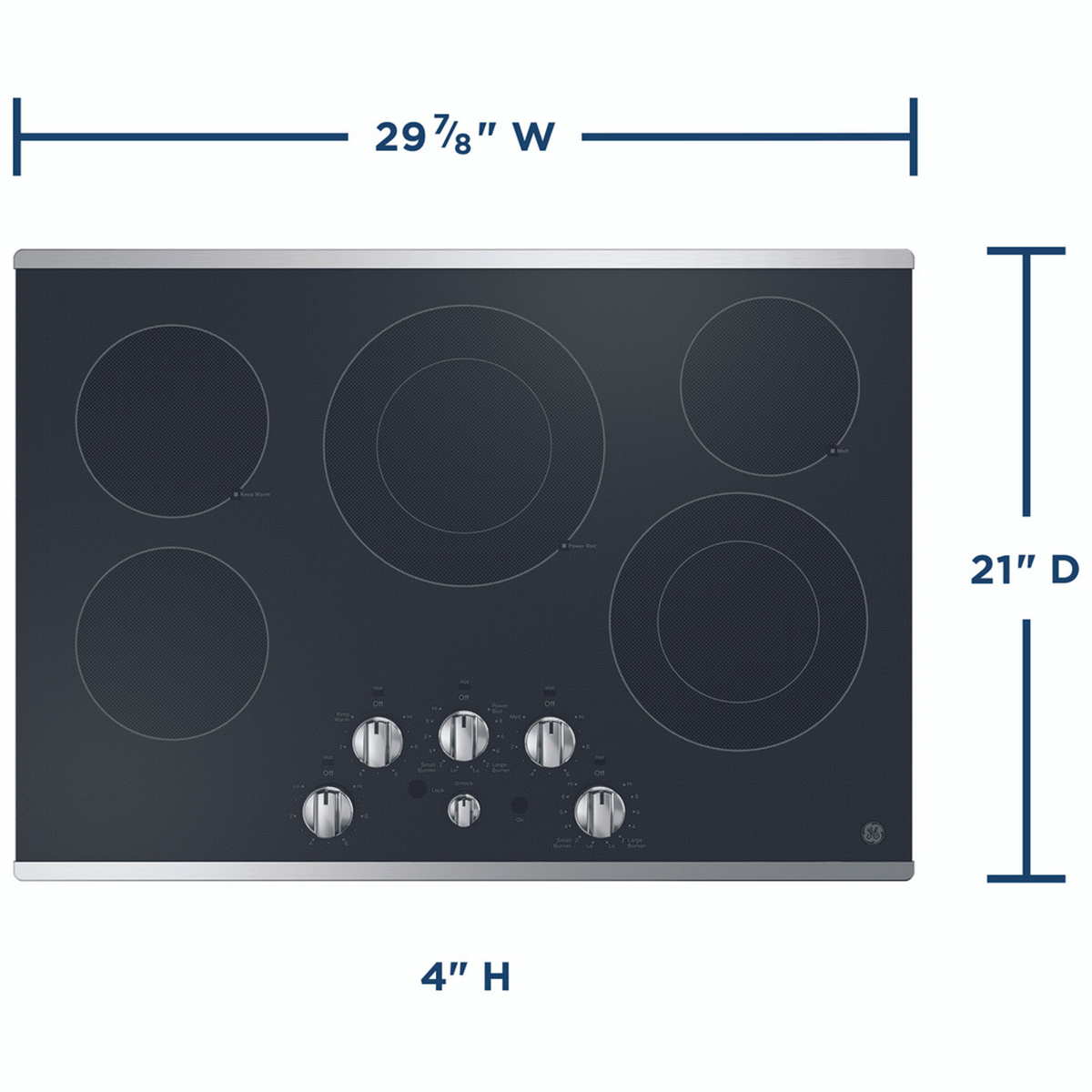 GE 30 in. 5-Burner Electric Cooktop with Simmer Burner & Power Burner ...