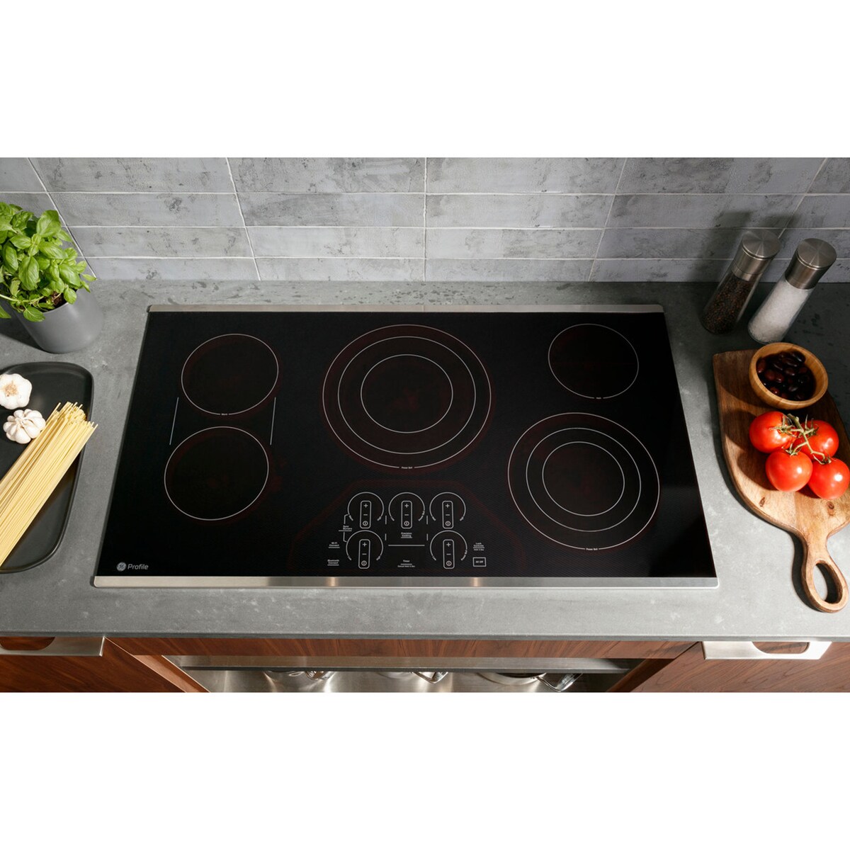 GE Profile 30 in. 5-Burner Smart Electric Cooktop with Power Burner ...