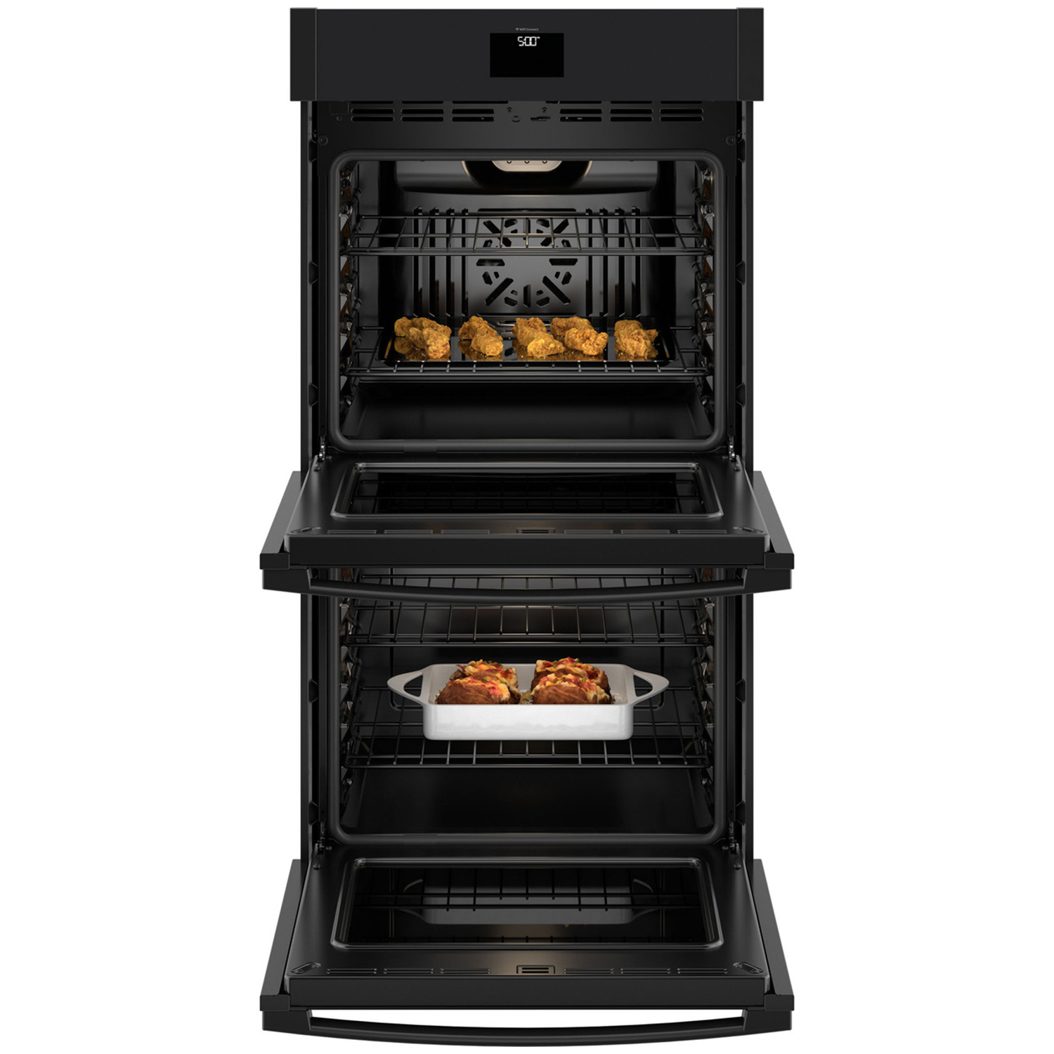 GE 27 in. 8.6 cu. ft. Smart Top Control Electric Double Wall Oven with ...