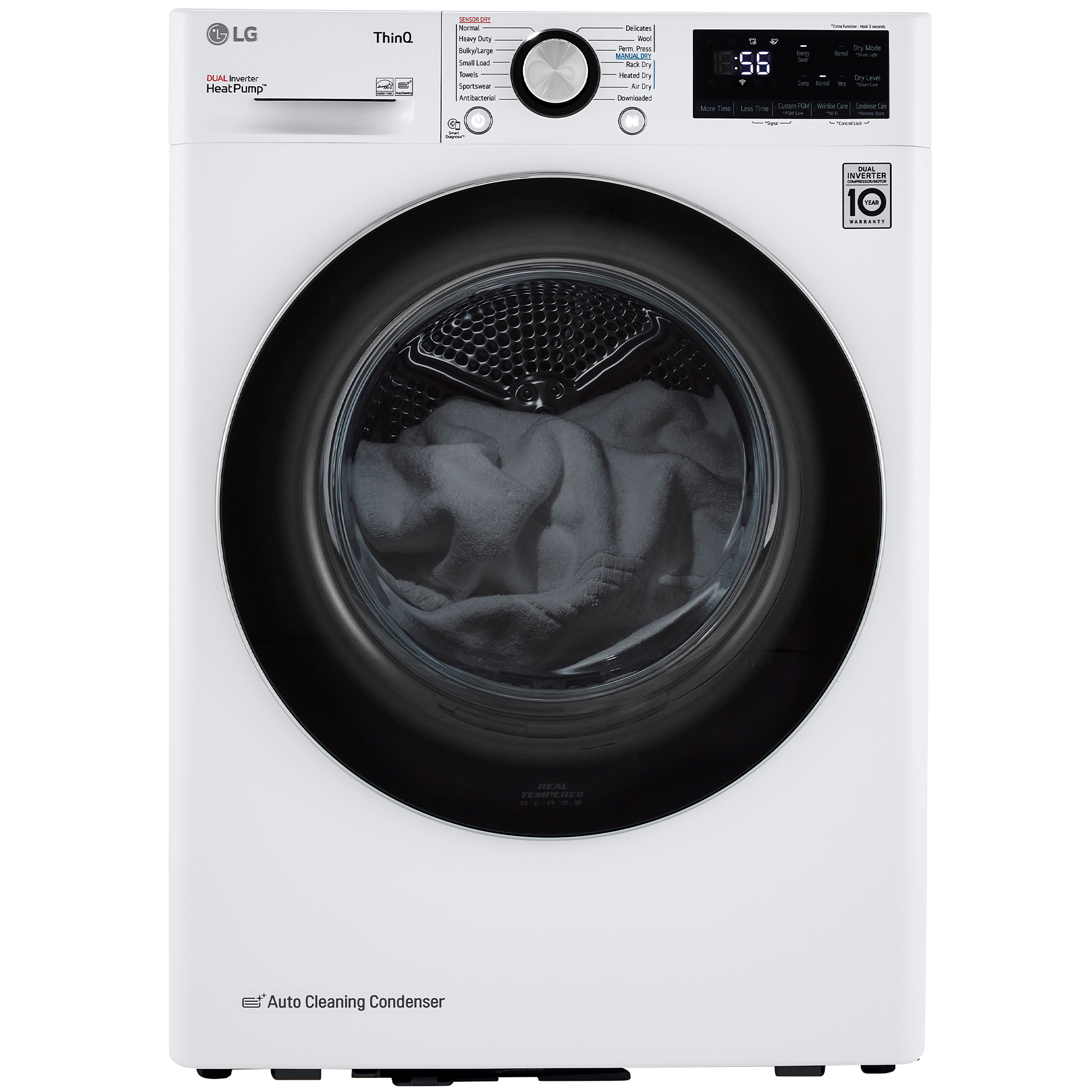 LG 24 in. 4.2 cu. ft. Smart Stackable Ventless Electric Dryer with Heat ...