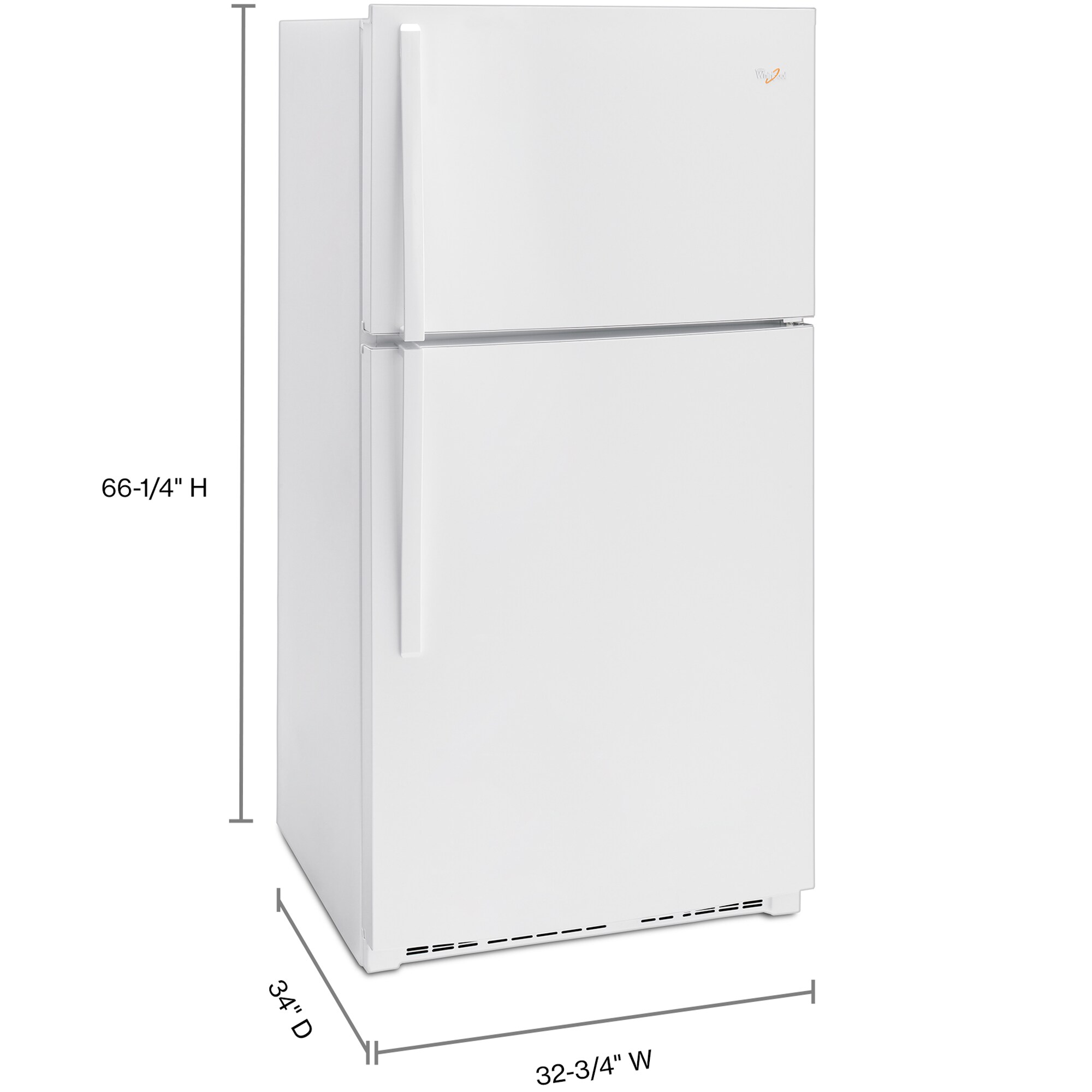 Whirlpool 33 in. 21.3 cu. ft. Top Freezer Refrigerator - White | P.C ...
