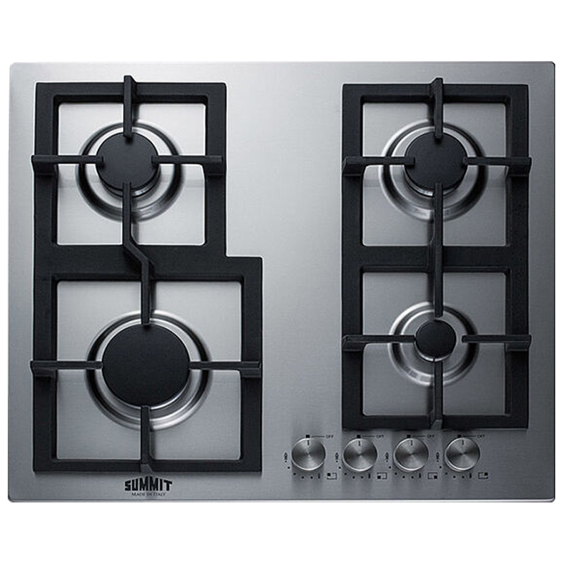 Summit 24 in. 4-Burner Natural Gas Cooktop - Stainless Steel | P.C ...