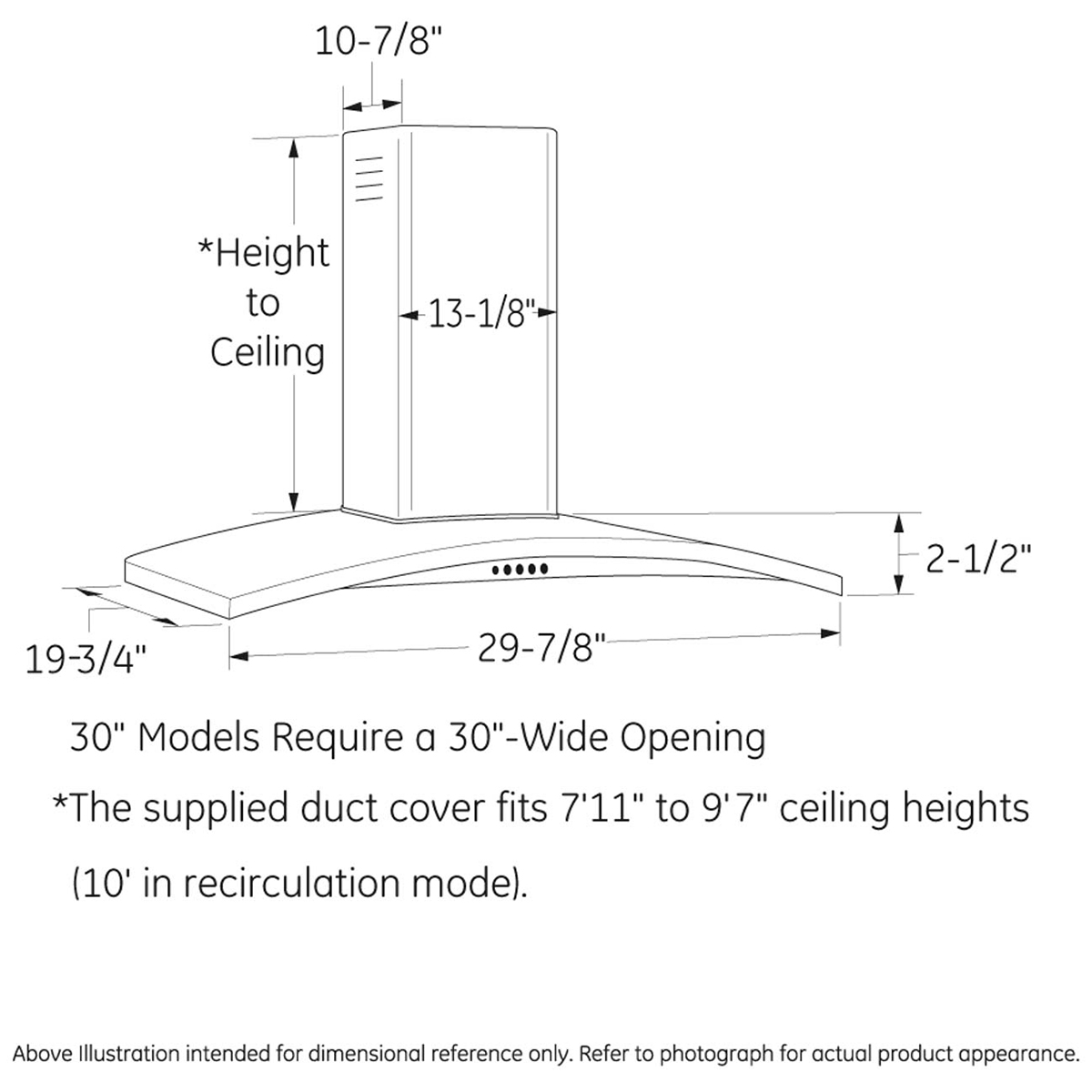 GE Profile 30 in. Convertible Chimney Style Range Hood with 420 CFM, 4 ...