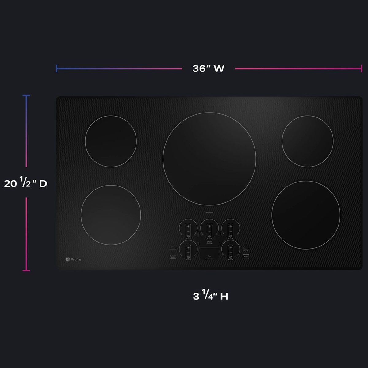 GE Profile 36 in. 5-Burner Smart Induction Cooktop with Simmer Burner ...