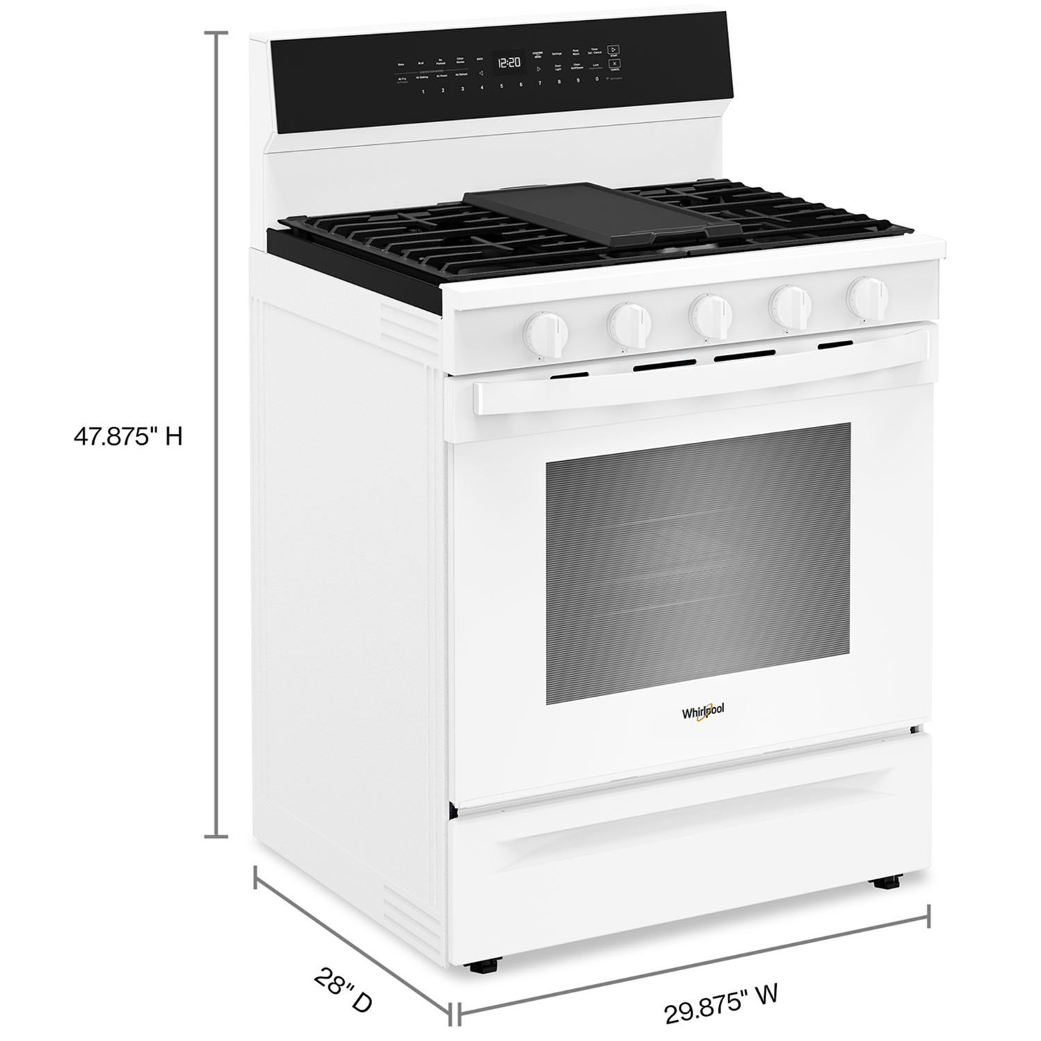 Whirlpool 30 in. 5 cu. ft. Smart Air Fry True European Convection Gas ...