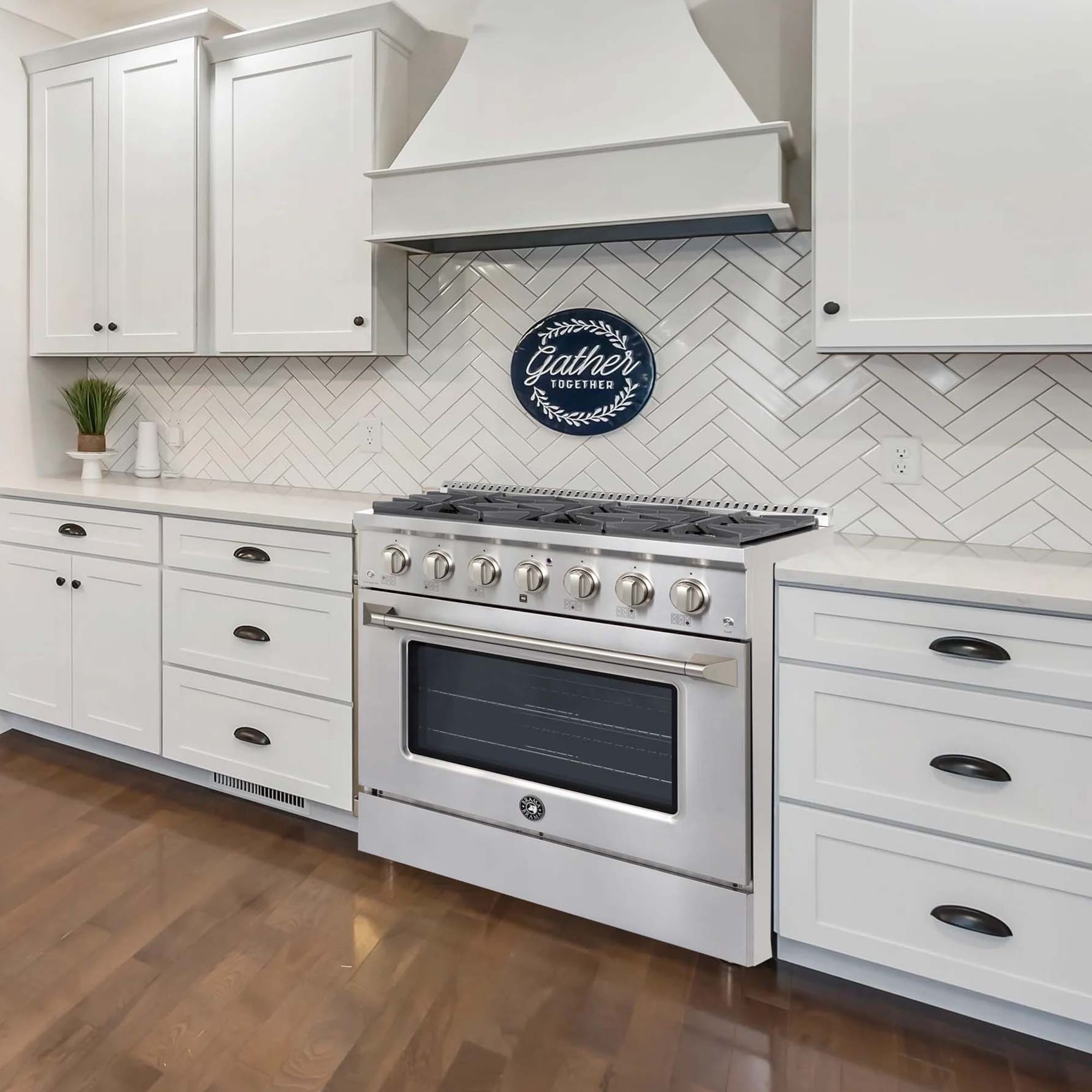 Brama 36 in. 5.2 cu. ft. Standard Convection Dual Fuel Range with 6 ...