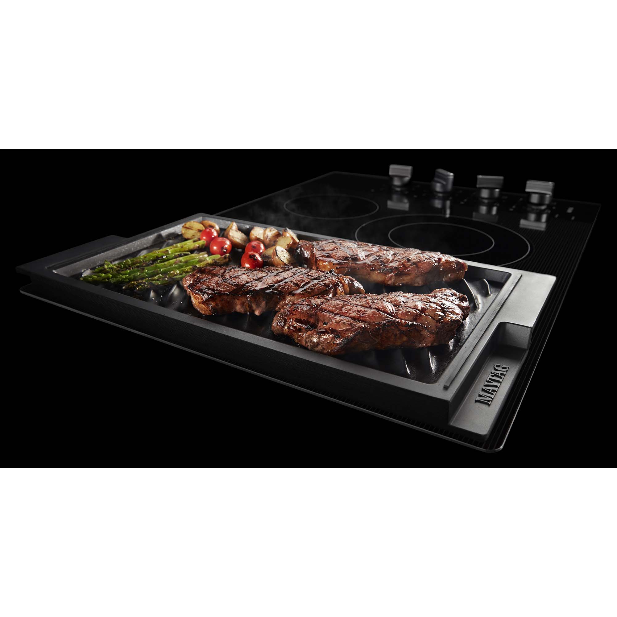 Maytag 30 in. 4-Burner Electric Cooktop with Power Burner, Reversible ...