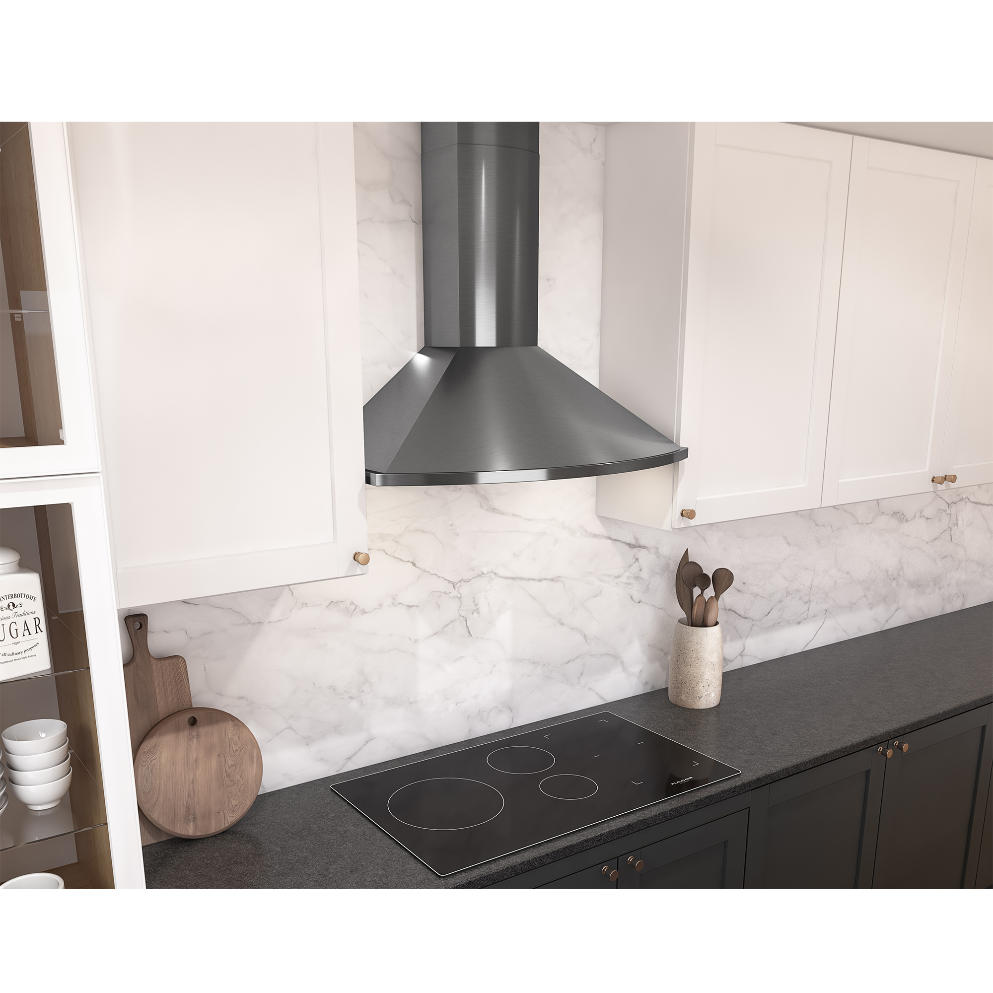 Zephyr 30 in. Convertible Chimney Style Range Hood with 600 CFM, 5 Fan ...