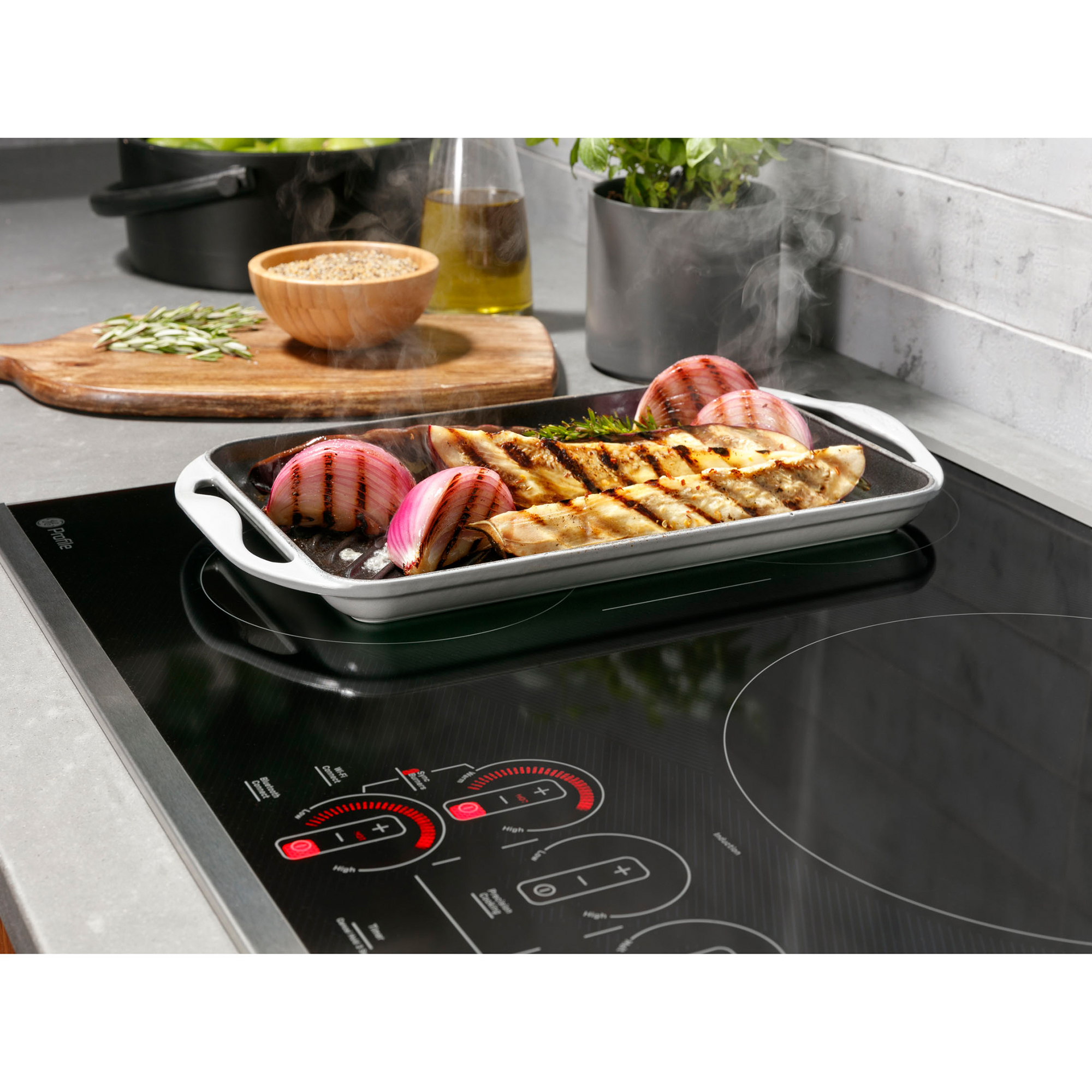 GE Profile 36 in. 5-Burner Smart Induction Cooktop with Simmer Burner ...