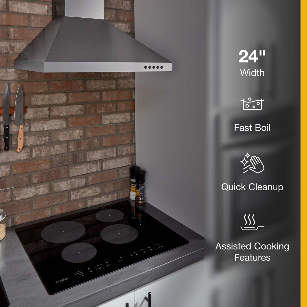Whirlpool 24 in. 4-Burner Induction Cooktop with Simmer Burner & Power ...