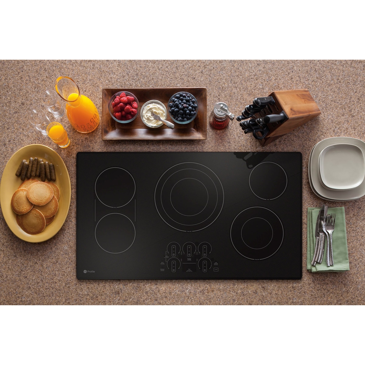 GE Profile 36 in. 5-Burner Smart Electric Cooktop with Simmer Burner ...