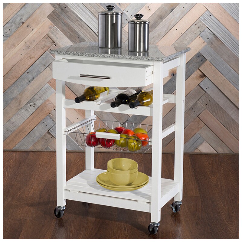 Cullen Kitchen Cart with Granite Top-White | P.C. Richard & Son