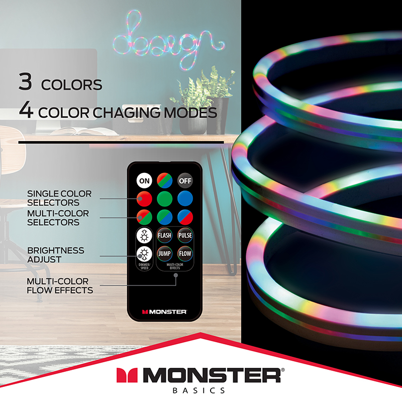 Monster Neon Flow Multi-Color LED Light Strip with USB Plug-in and ...