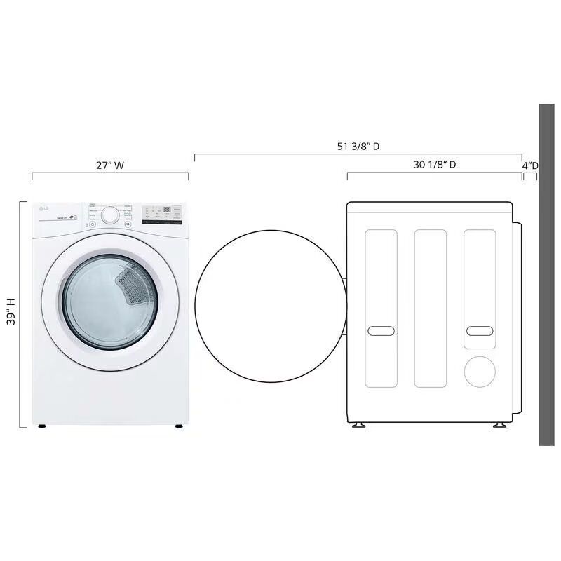 LG 27 in. 7.4 cu. ft. Stackable Gas Dryer with FlowSense Duct Clogging ...