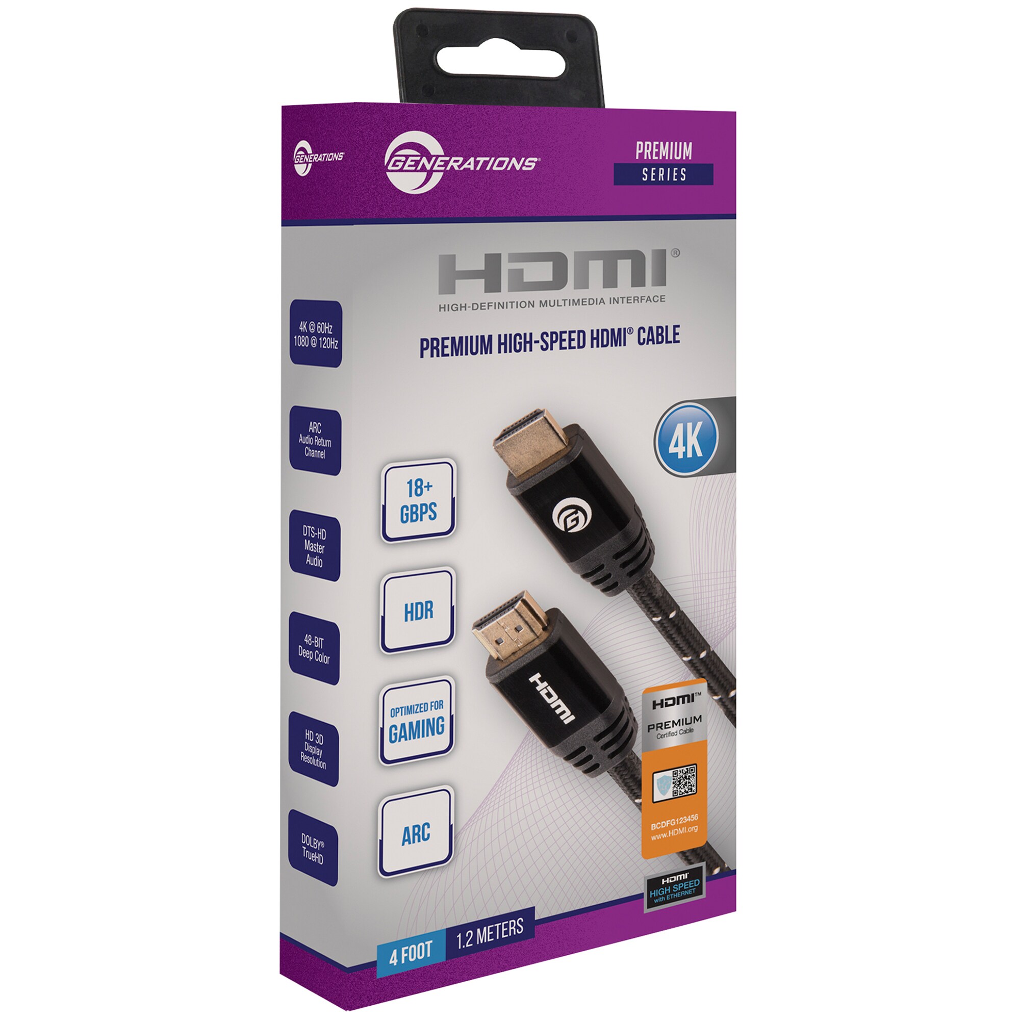Generations Premium Series 4 FT. 18 GBPS High-Speed HDMI Cable - Black ...