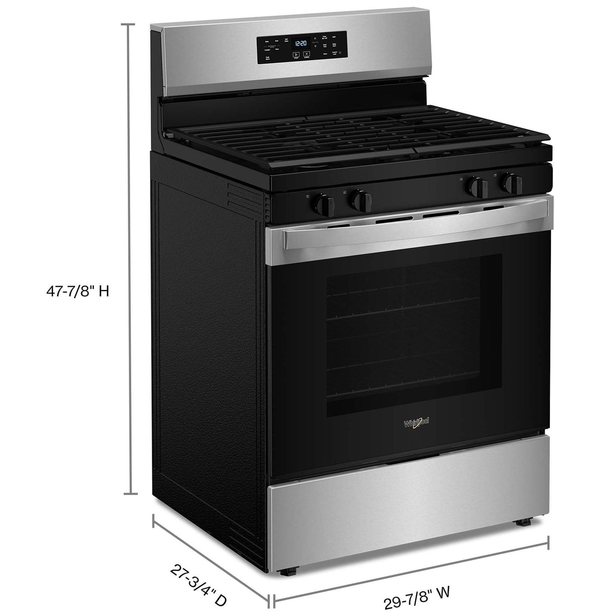 Whirlpool 30 in. 5 cu. ft. Gas Range with 4 Sealed Burners - Stainless ...