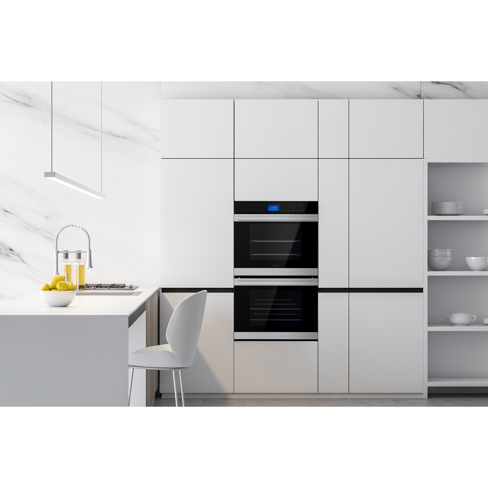 Sharp 30 in. 10 cu. ft. Top Control Electric Double Wall Oven with True ...