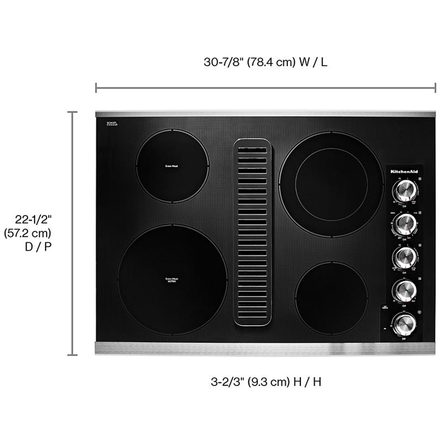 KitchenAid 30 in. 4-Burner Electric Cooktop with Downdraft, Simmer ...