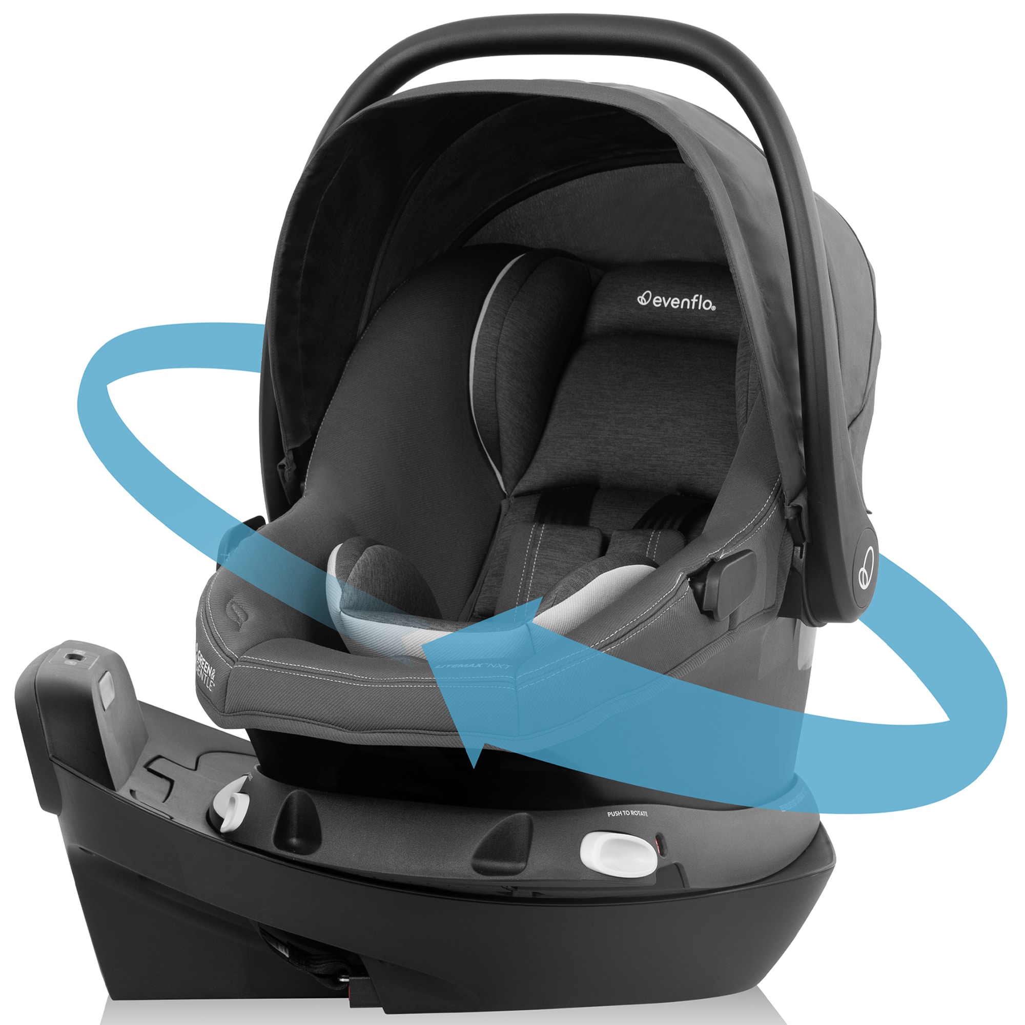 Evenflo Revolve 180 Litemax NXT Rotational Infant Car Seat with Green ...