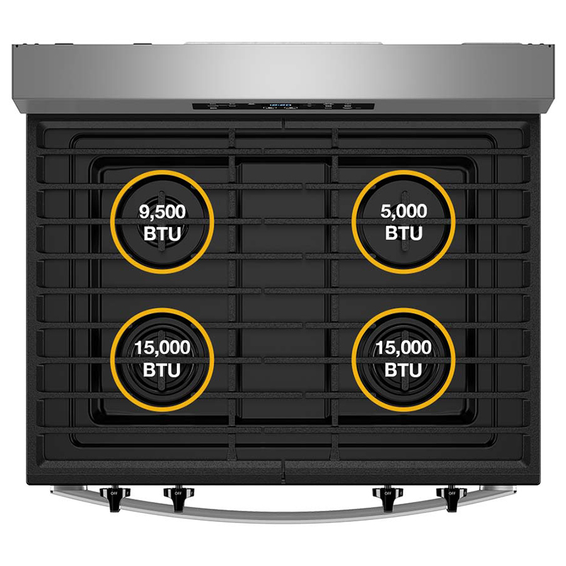 Whirlpool 30 in. 5 cu. ft. Gas Range with 4 Sealed Burners - Stainless ...
