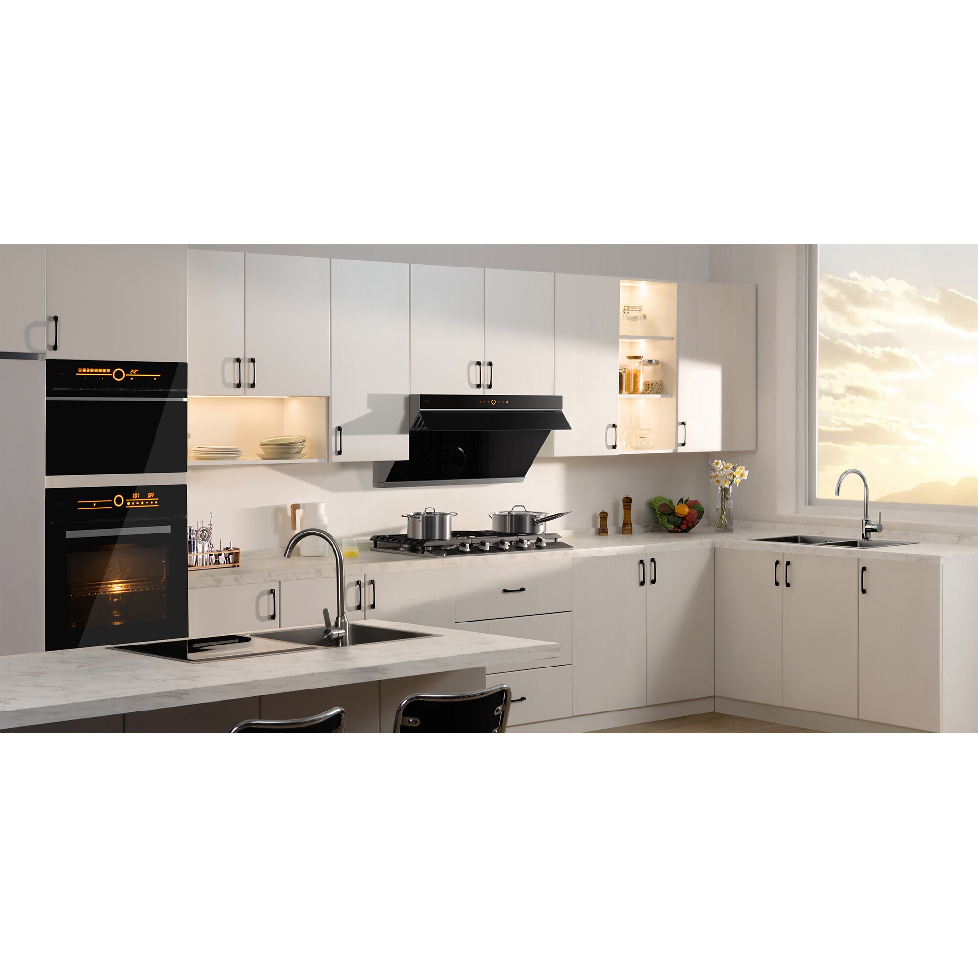 Fotile 36 in. 5-Burner Natural Gas Cooktop with Simmer Burner & Power ...