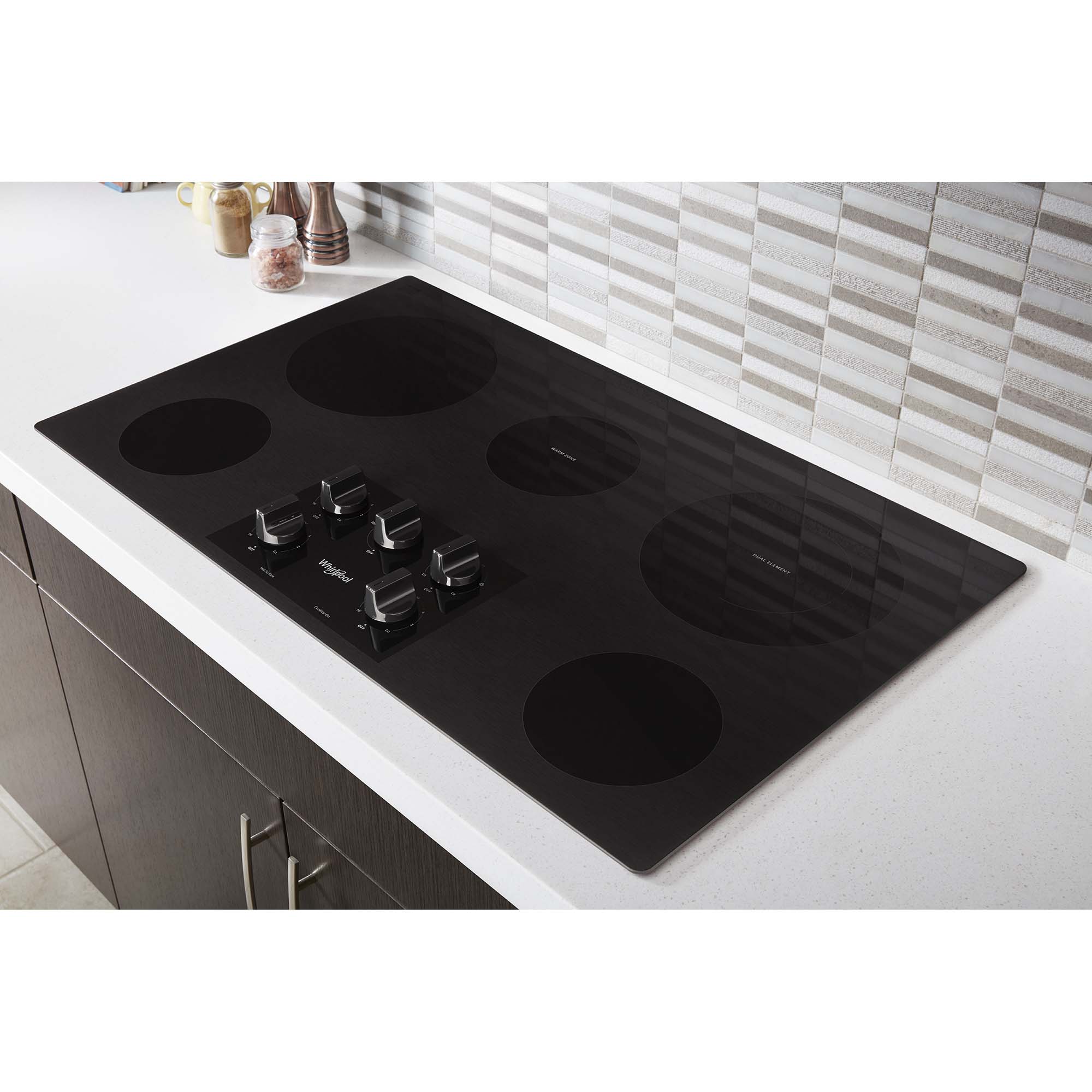 Whirlpool 36 in. 5-Burner Electric Cooktop with Simmer Burner & Power ...