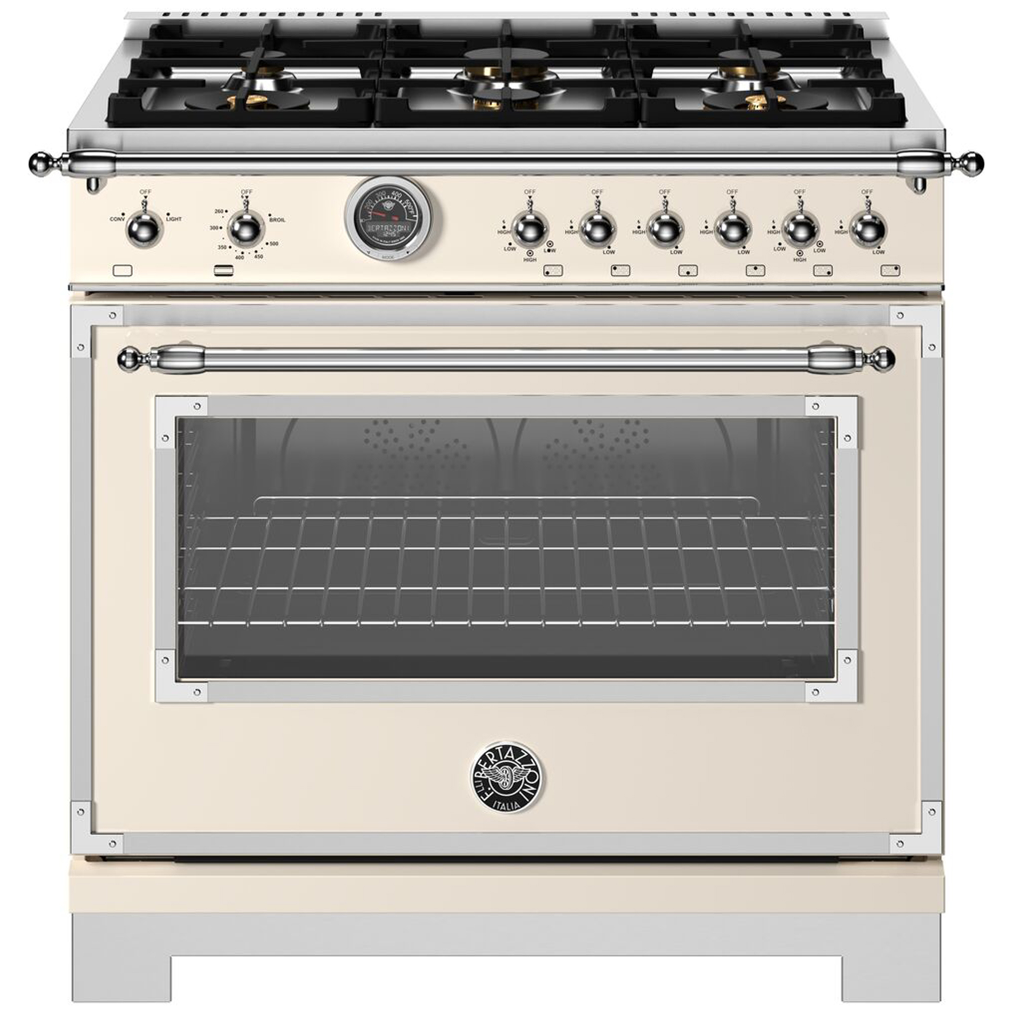 Bertazzoni Heritage Series 36 in. 5.9 cu. ft. Dual Convection Gas Range ...
