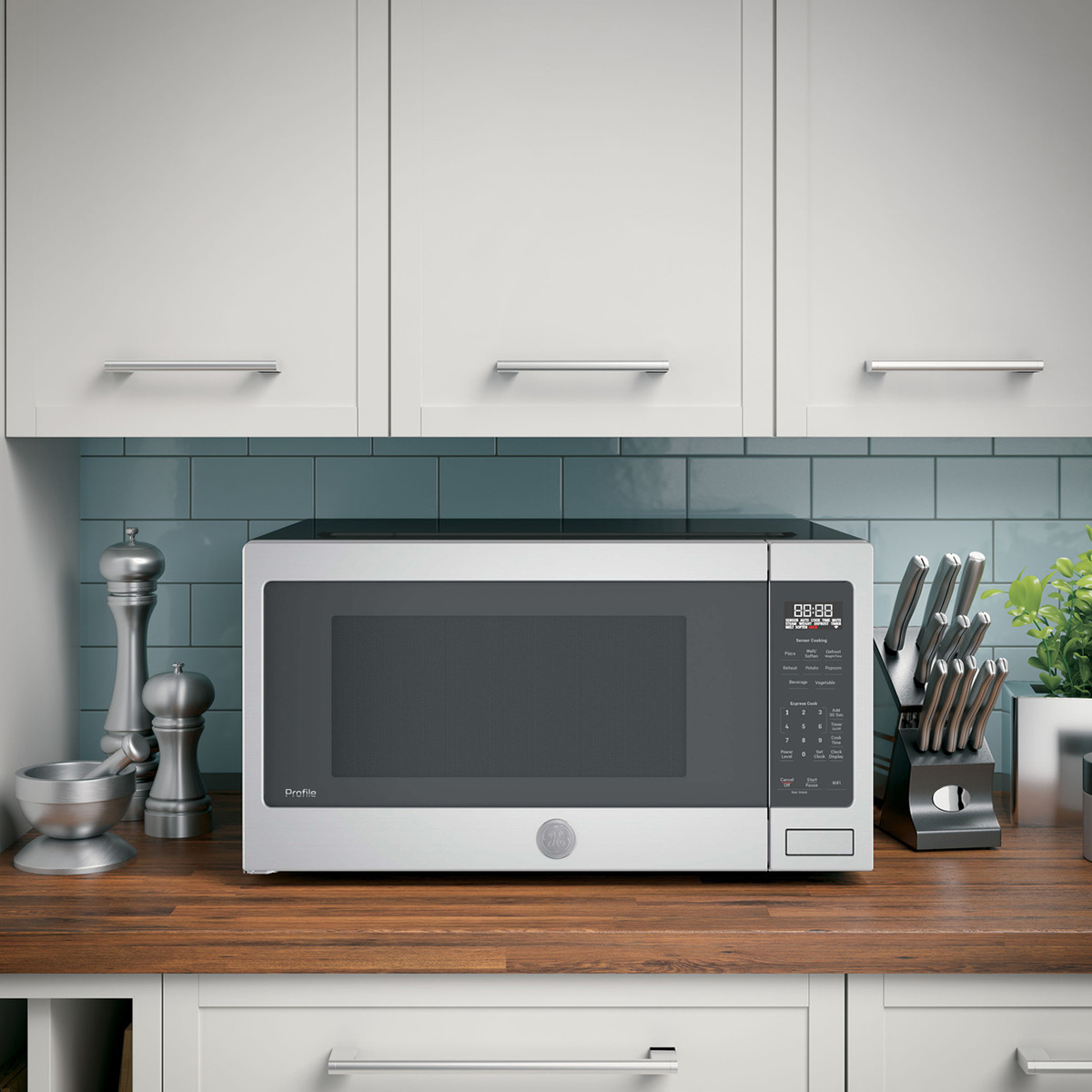 GE Profile 24 in. 2.2 cu. ft. 1100W Smart Countertop Microwave with ...