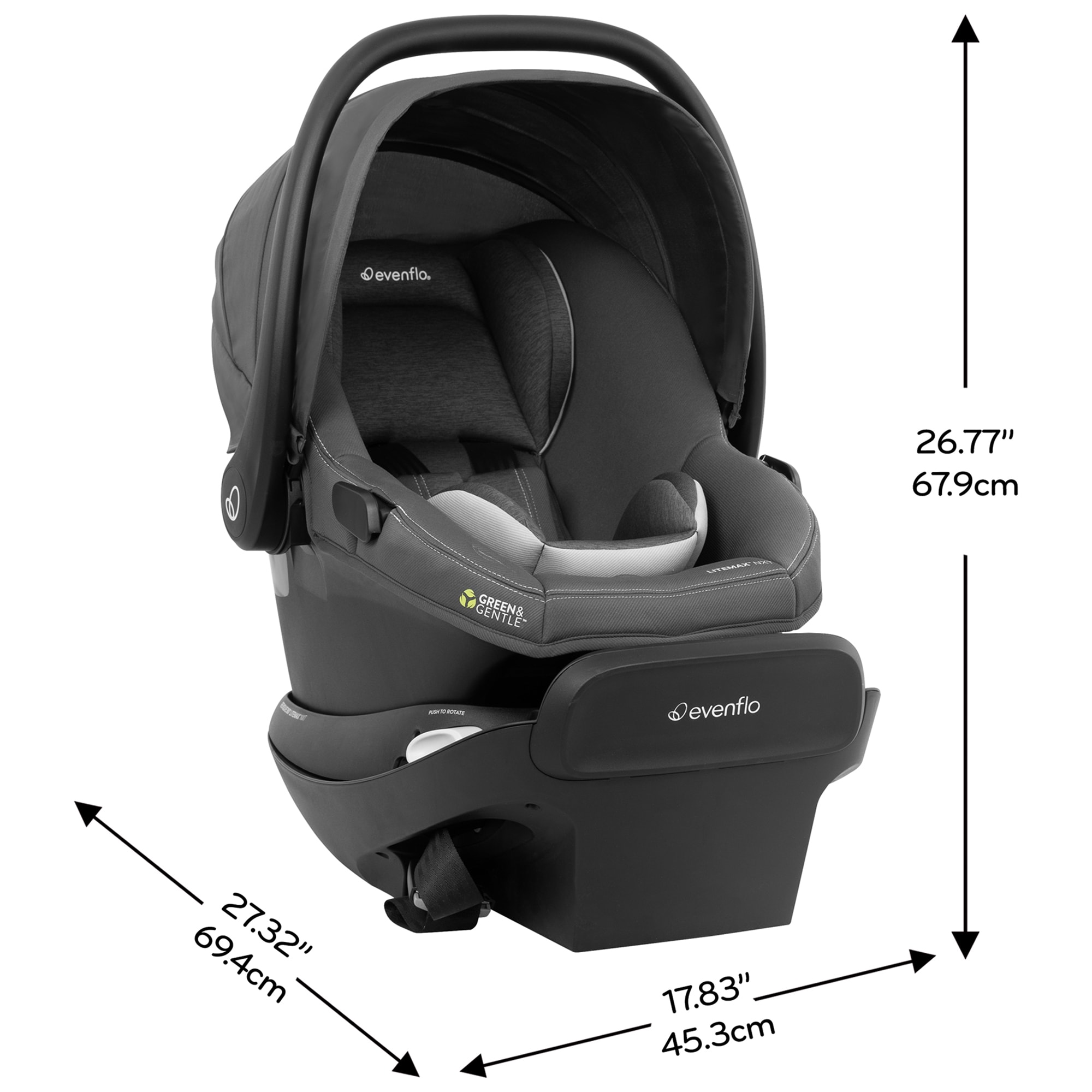 Evenflo Revolve 180 Litemax NXT Rotational Infant Car Seat with Green ...
