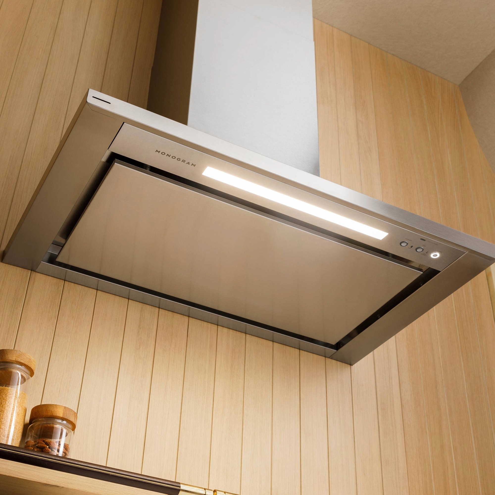 Monogram 48 in. Chimney Style Smart Range Hood with 3 Speed Setting & 1 ...