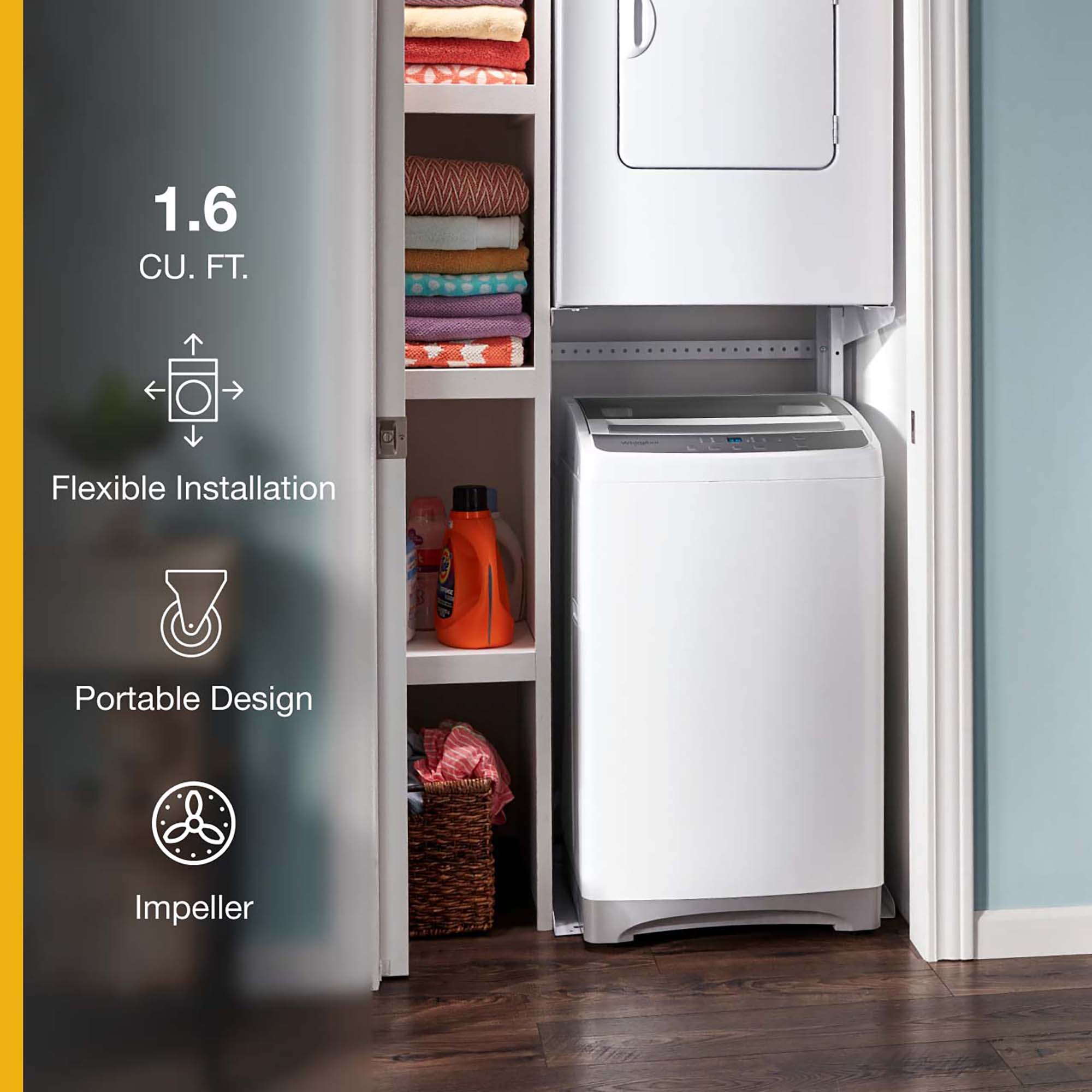 Whirlpool 21 in. 1.6 cu. ft. Portable Washer with Flexible Installation ...