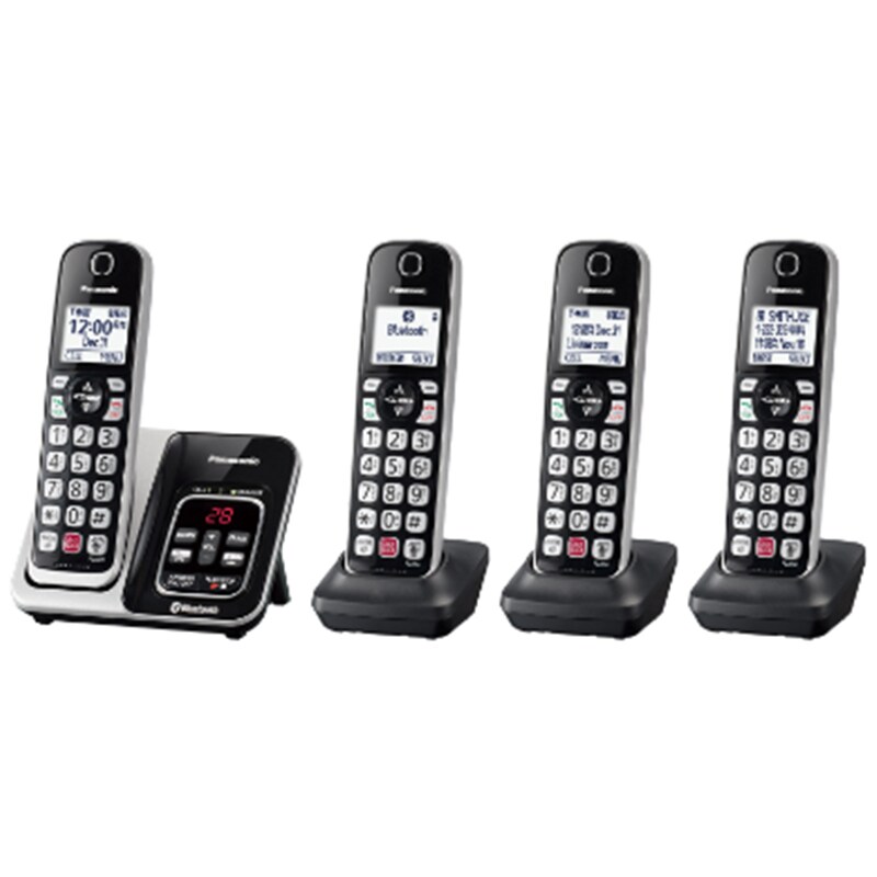 Panasonic 4 Handset Cordless Phone - Black with Silver Trim | P.C ...