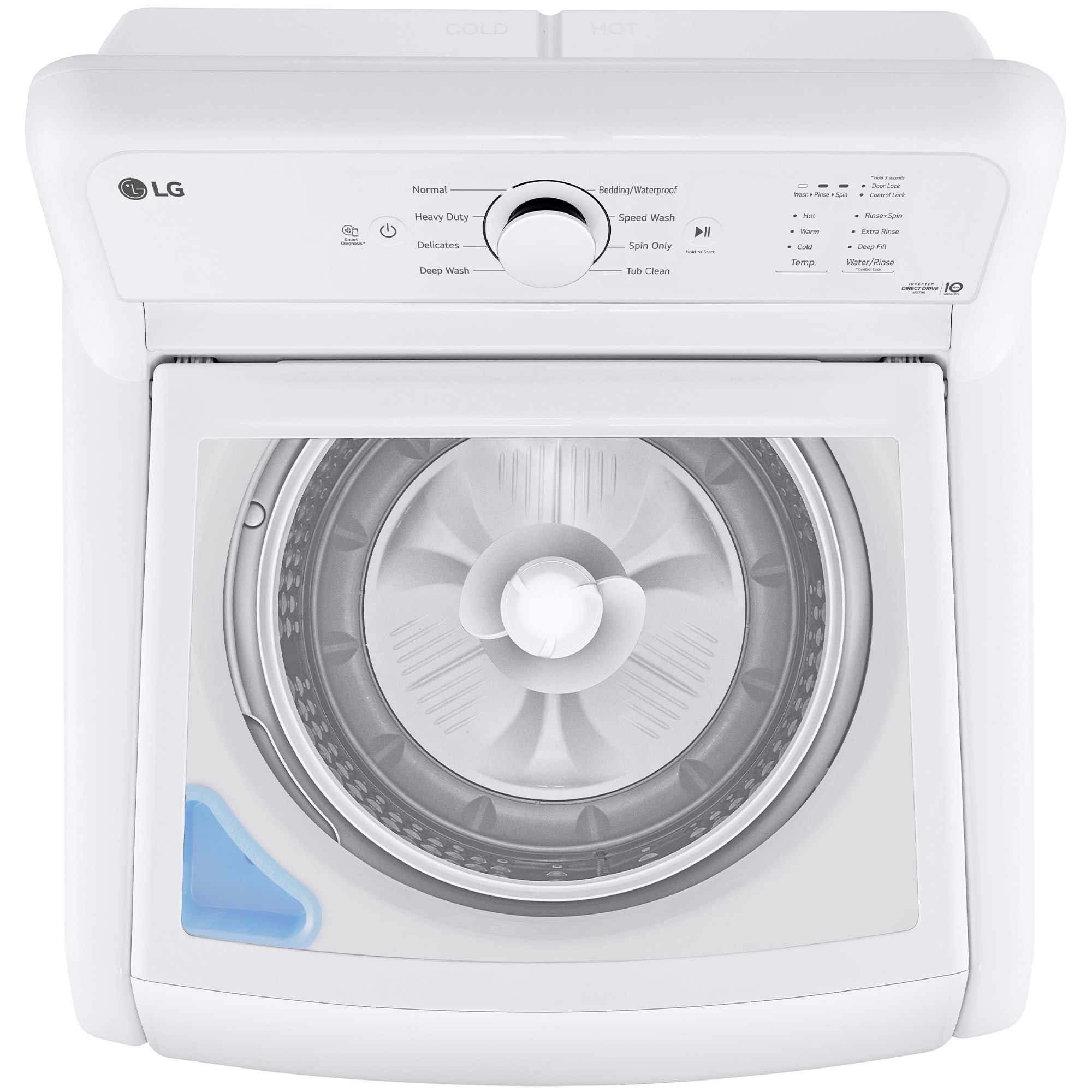 LG 27 in. 4.1 cu. ft. Top Load Washer with 4-Way Agitator, Slam Proof Glass Lid & True Balance ...