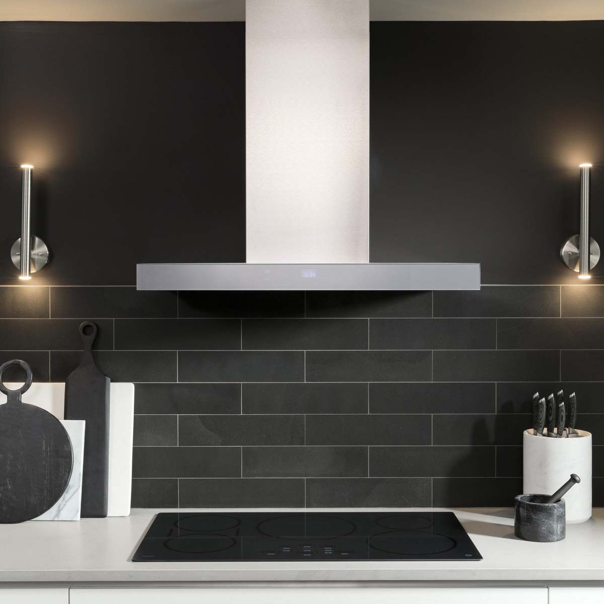 GE 36 in. Smart Convertible Chimney Style Range Hood with 610 CFM, 4 ...